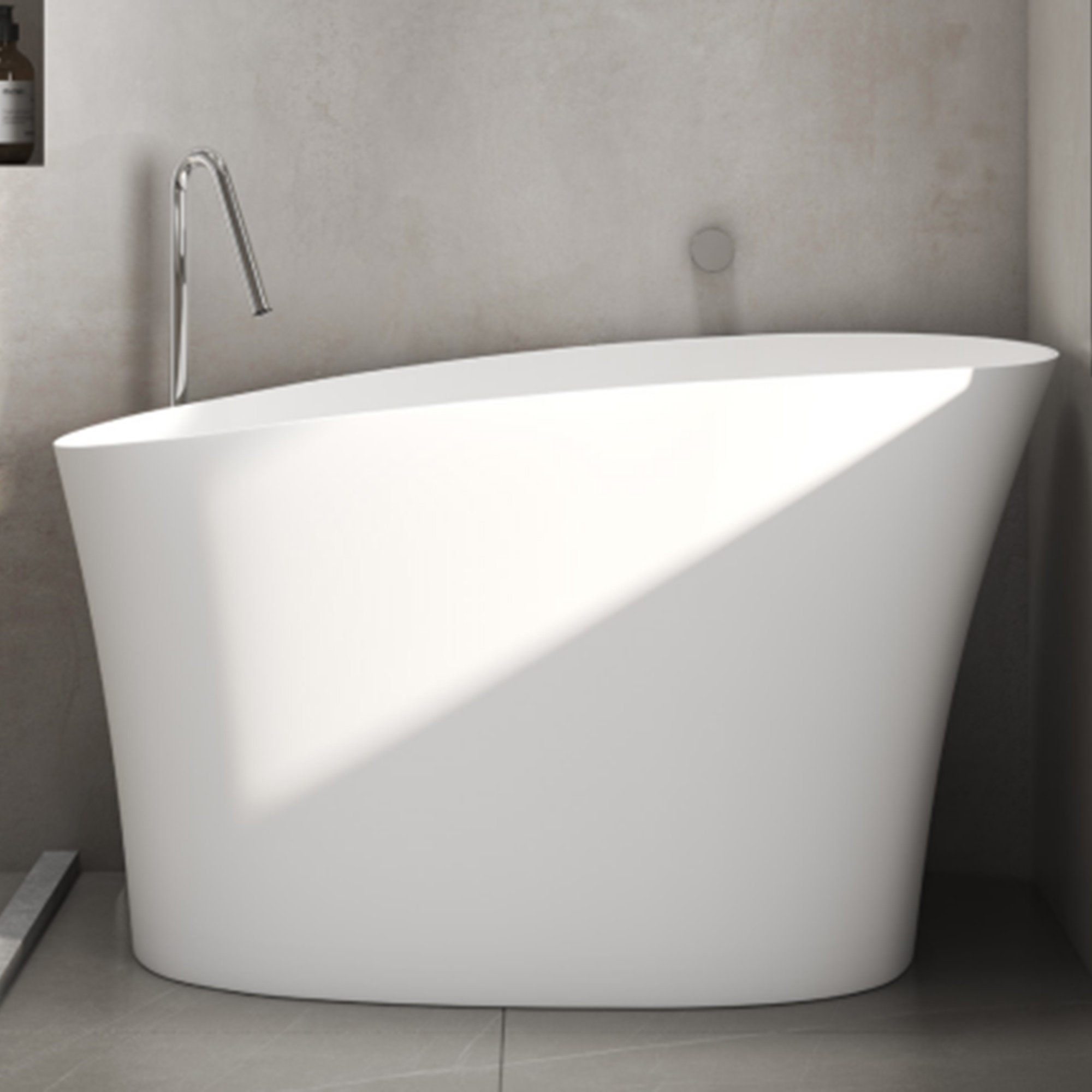 HOME ART Solid Surface Freestanding Bathtub 51" Mini Seat Bathtub With ...
