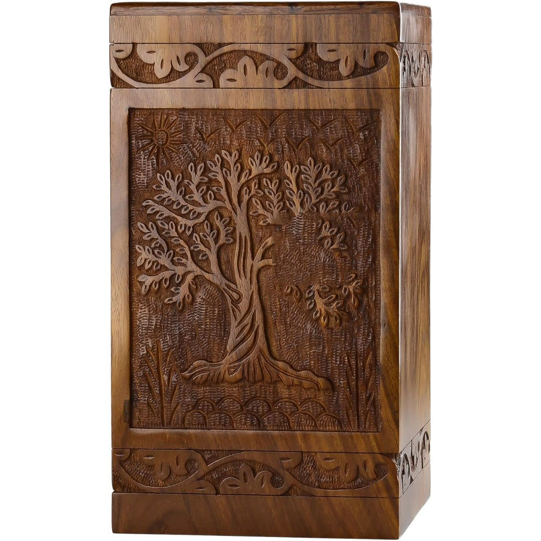 DESIGN SHOP BY SHELL Handcarved Wooden Cremation Urn For Human Ashes ...