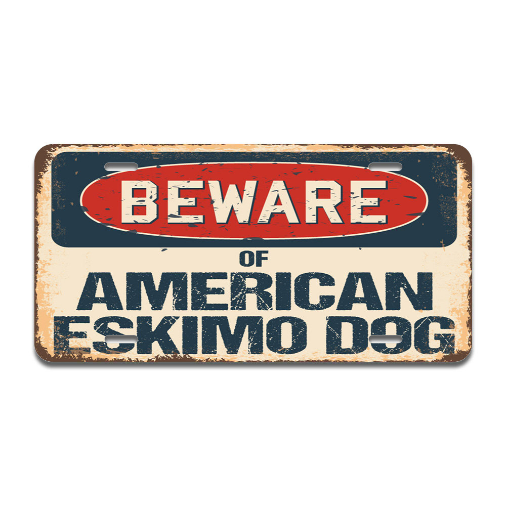 SignMission Beware of American Eskimo Dog Aluminum Plate Frame | Wayfair