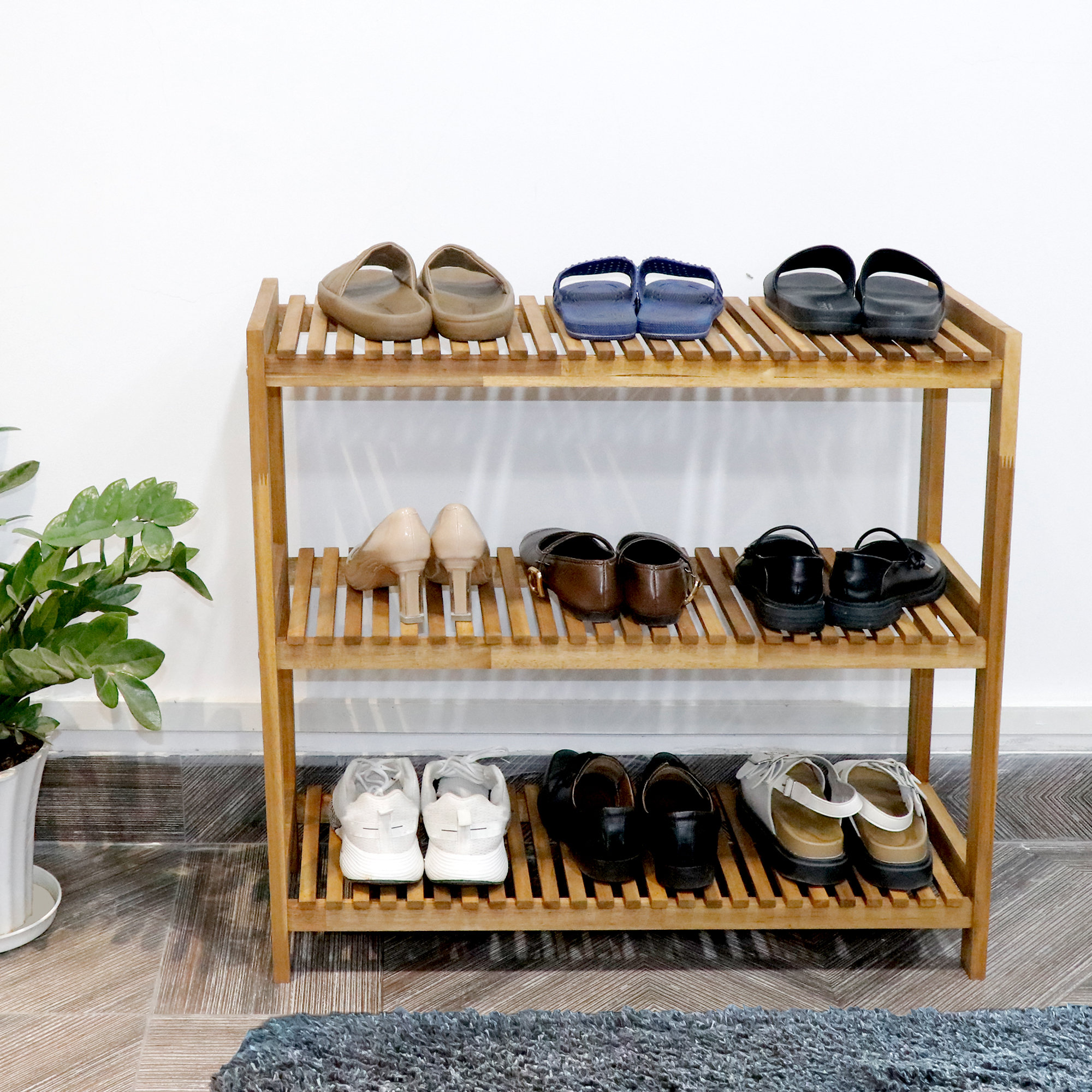 Millwood Pines 12 Pair Solid Wood Shoe Rack | Wayfair