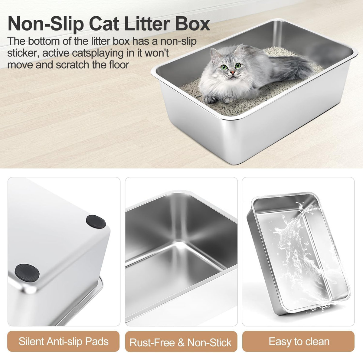 Tucker Murphy Pet™ Extra Large Stainless Steel Litter Box with High ...