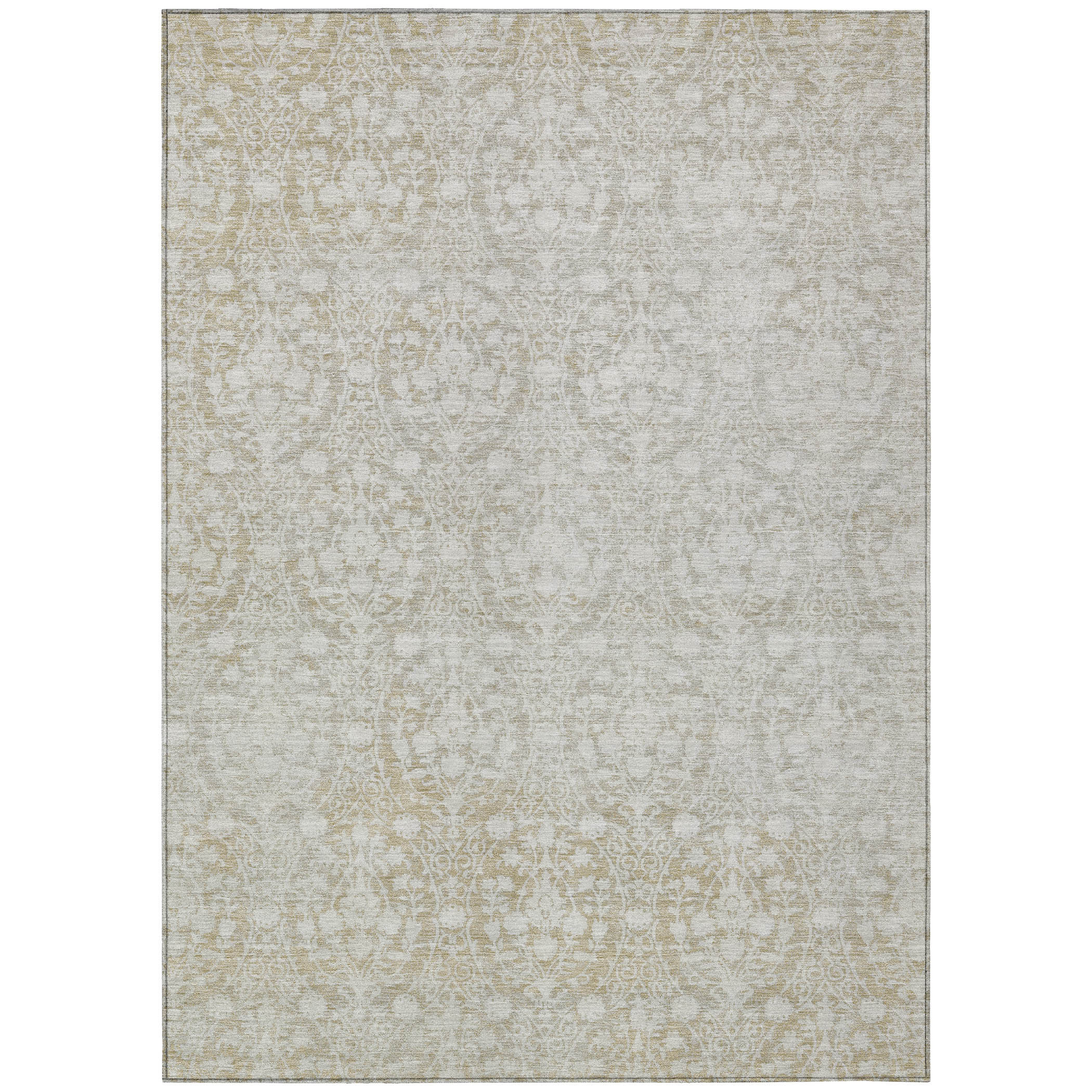 Orren Ellis 8' X 10' Tan Damask Washable Indoor Outdoor Area Rug | Wayfair