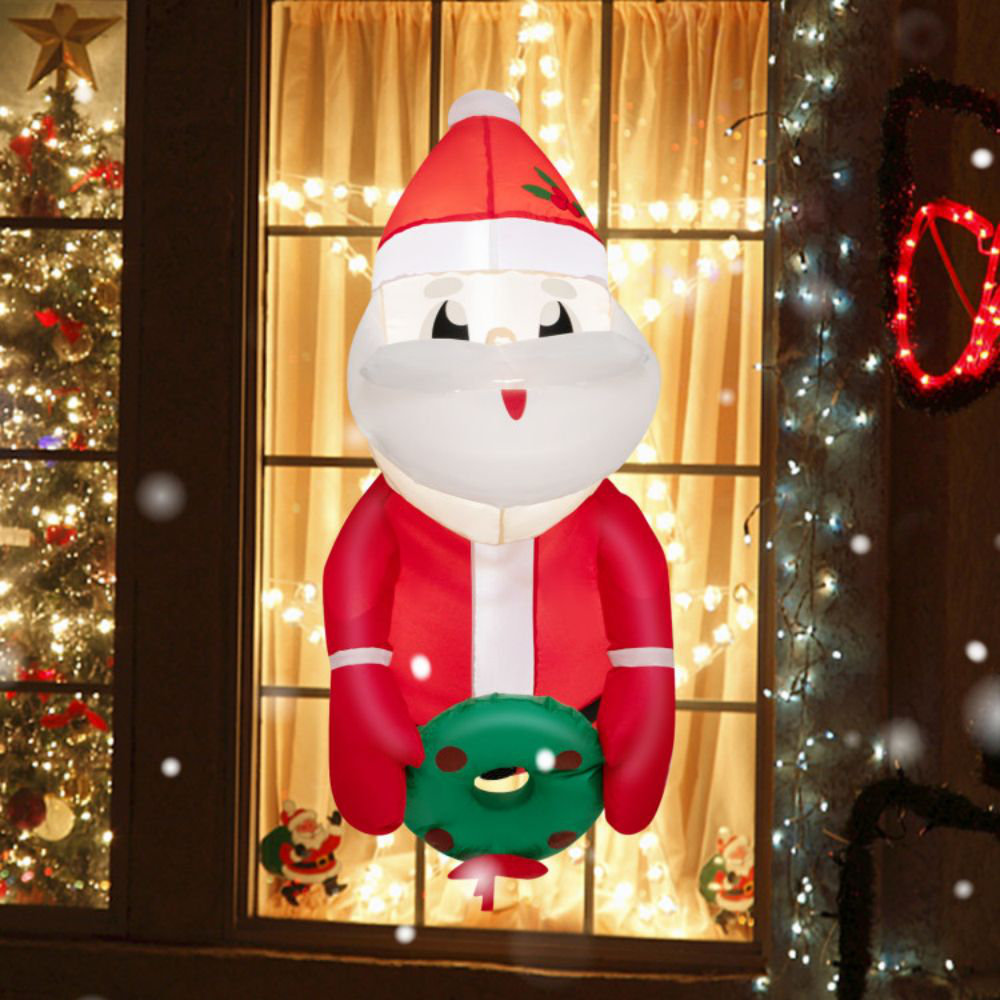 The Holiday Aisle® 3.3 Feet Lighted Inflatable Santa Claus Broke Out ...
