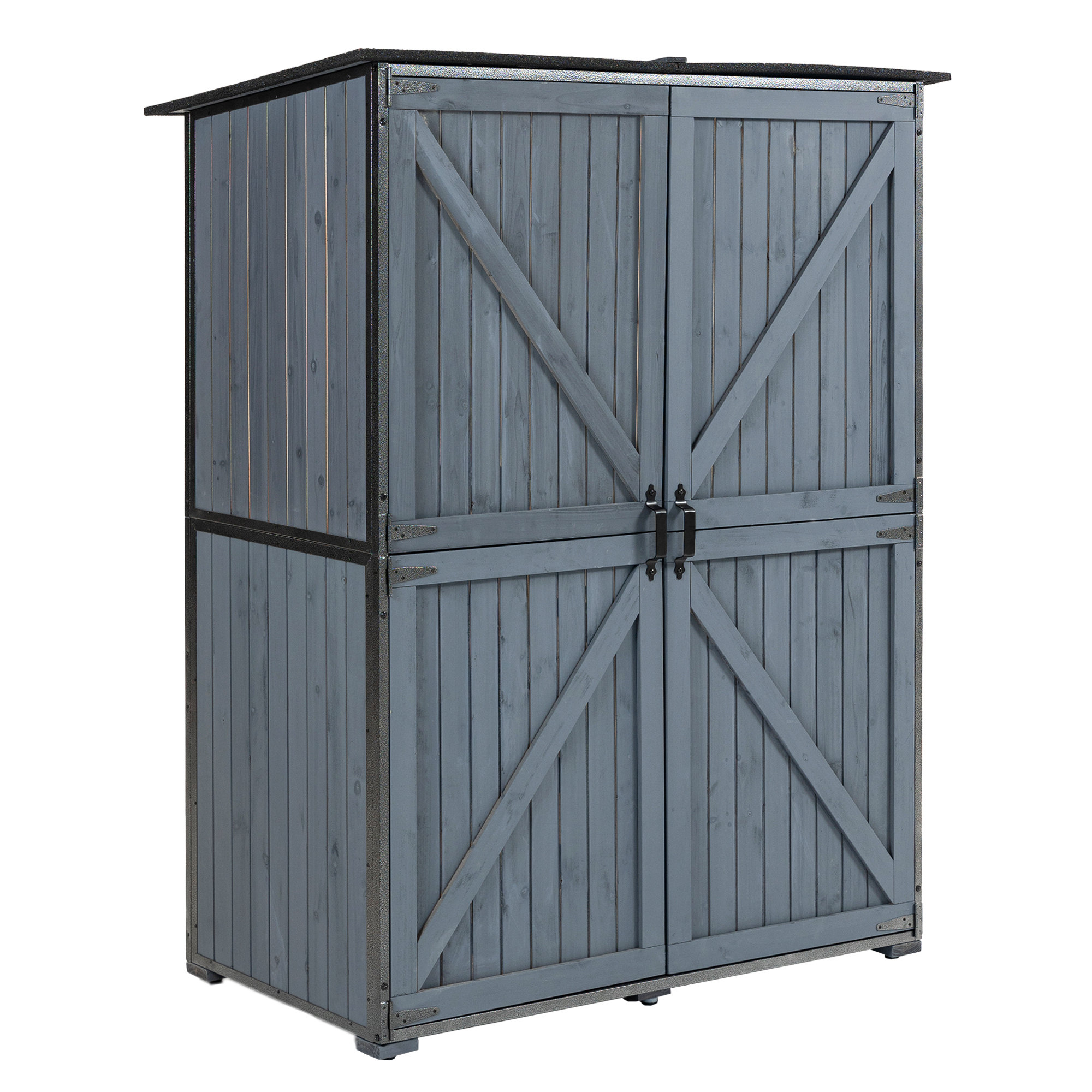 eleuo Spacious Metal-wood Storage Shed For Gardens: Weather-resistant ...