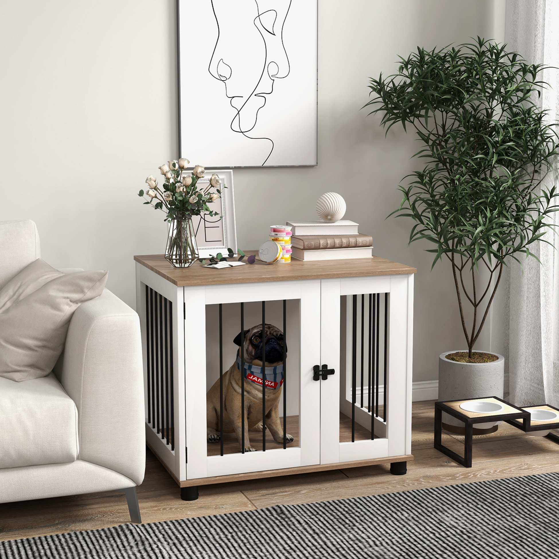 Tucker Murphy Pet™ Dog Kennel Furniture, Walnut Brown Side Table For ...