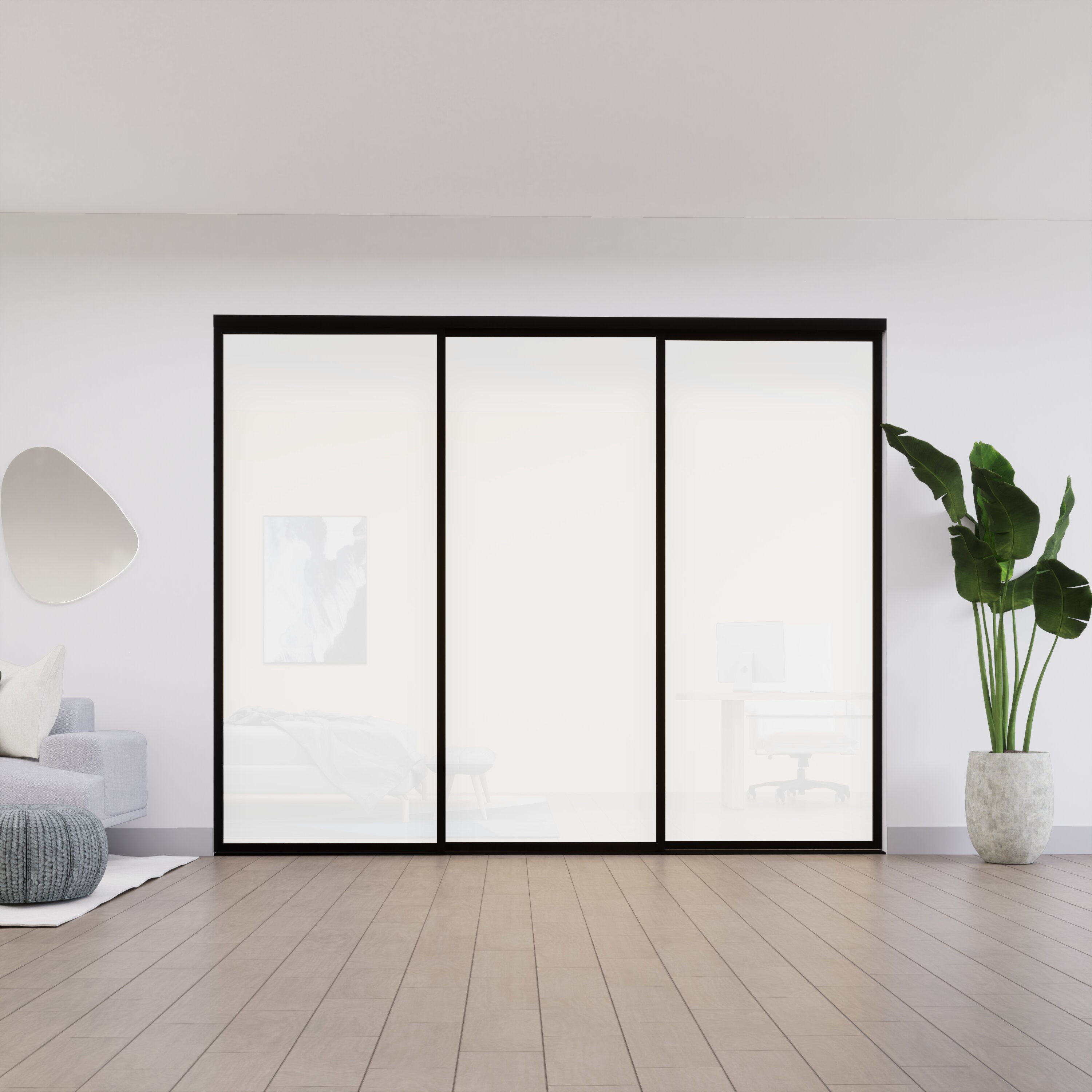 The Sliding Door Company 3 - Panel Frosted Glass Sliding Closet Doors ...
