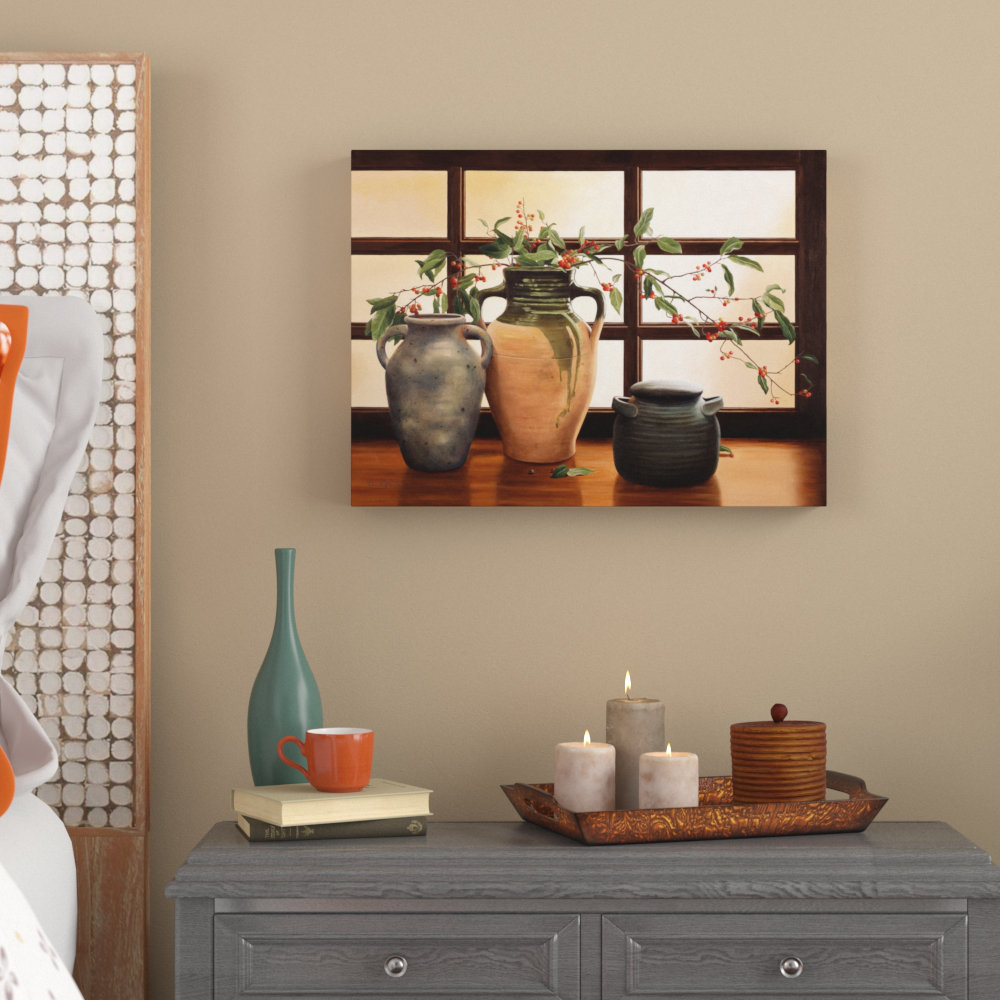 World Menagerie Olive Jar With Red Berry Branches by Cecile Baird ...