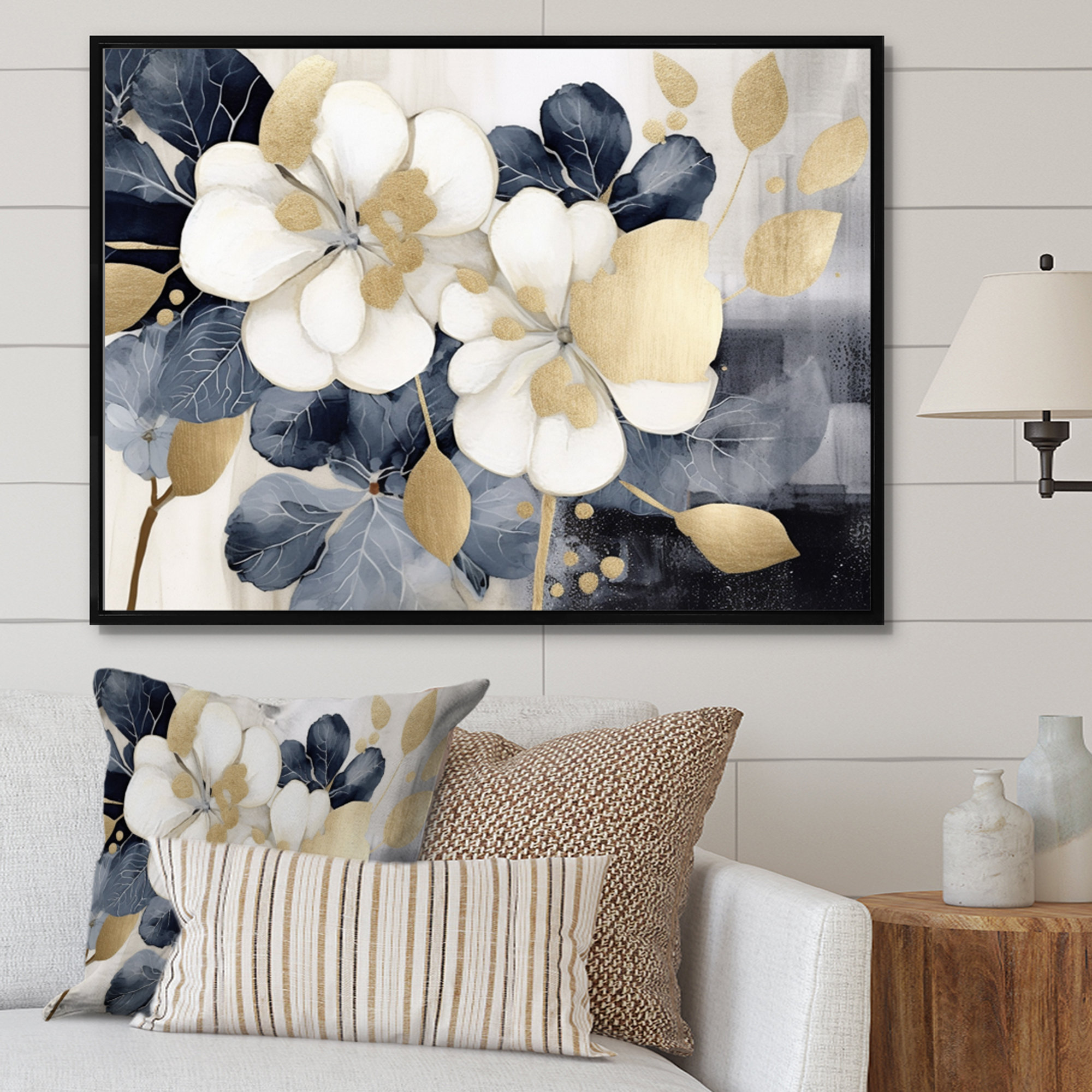 Red Barrel Studio® White Gold Hydrangea Blooms Heaven II On Canvas ...