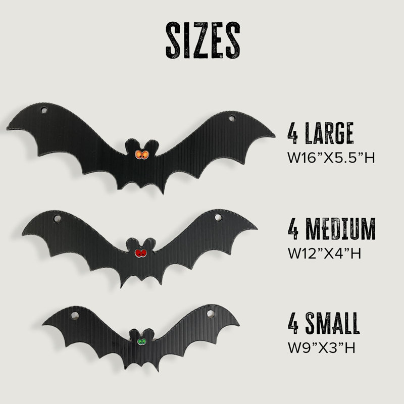 The Holiday Aisle® Set of 12 Waterproof Outdoor Hanging Bat Halloween ...