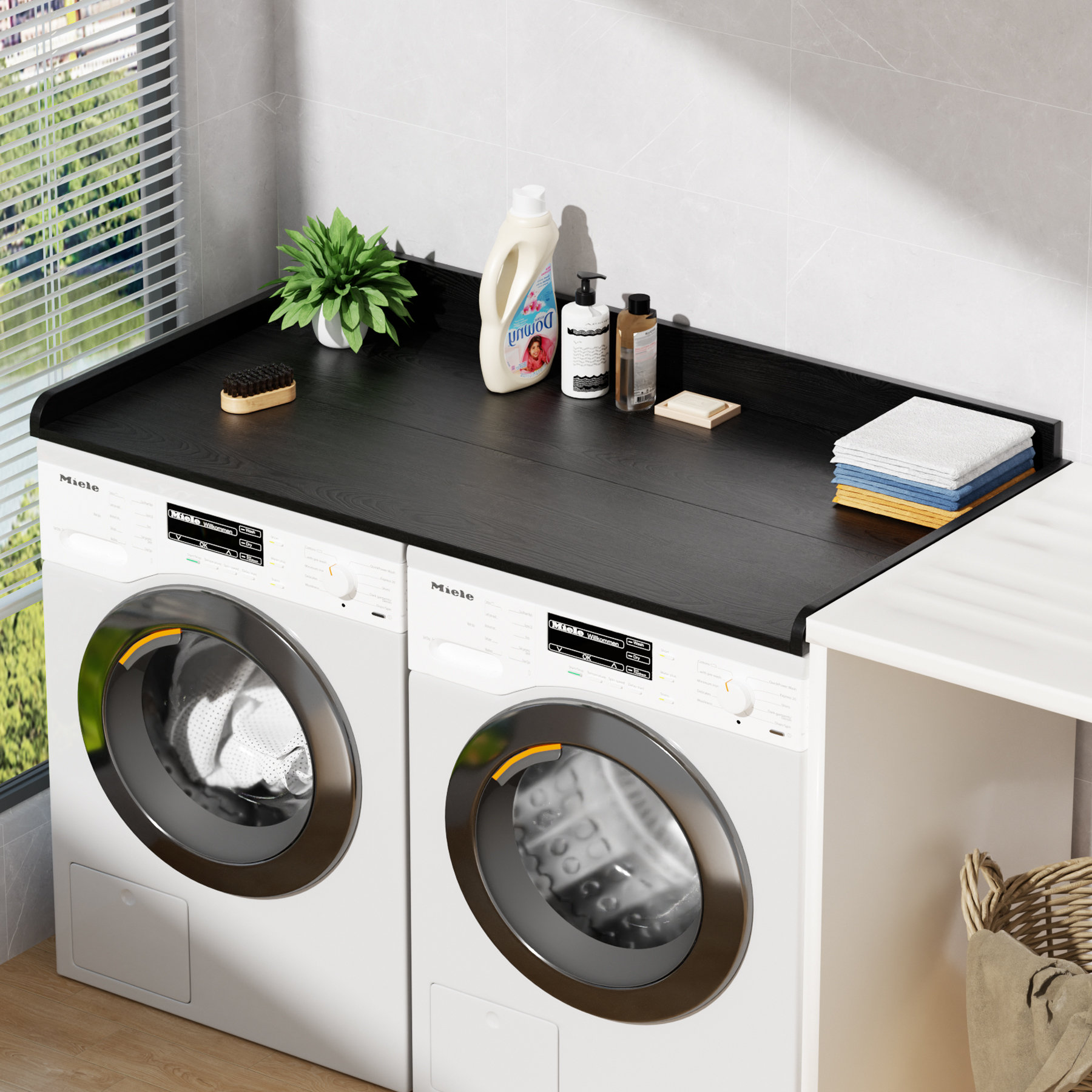 Coolbebe Washer Dryer Countertop, Laundry Countertop Over Wooden Washer ...