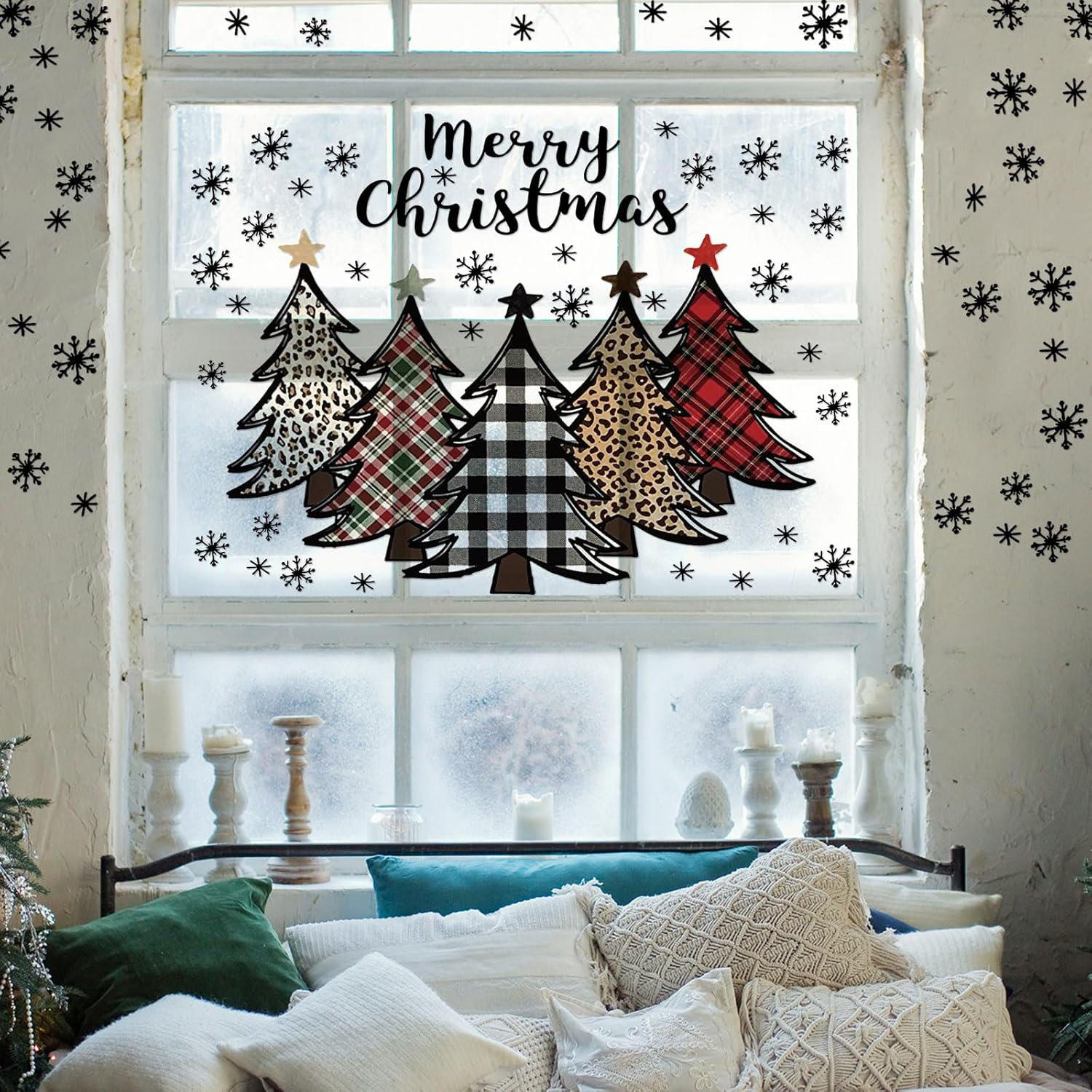 The Holiday Aisle® 2 Pcs Large Christmas Tree Wall Decals 44 x 32 Merry ...