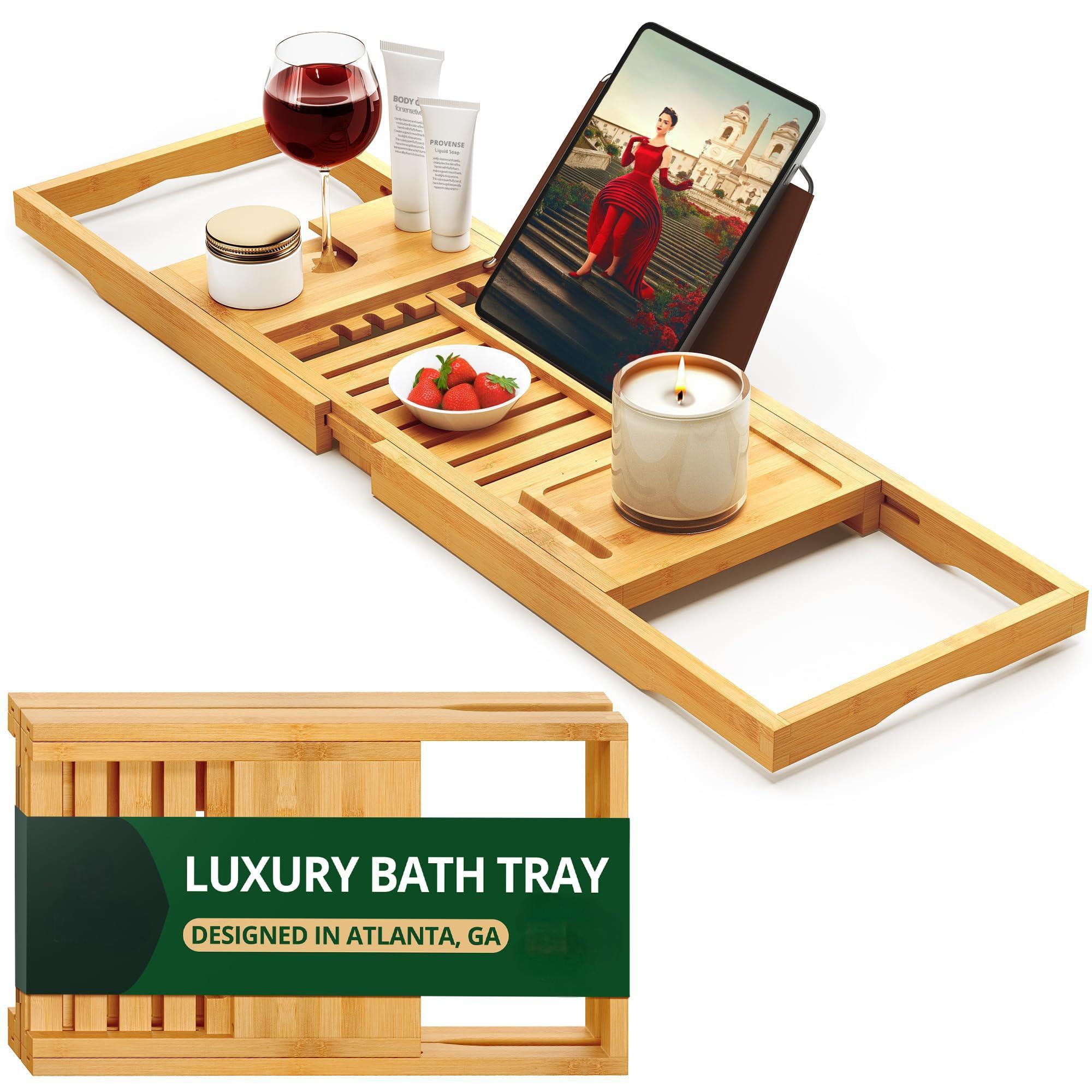 Latitude Run® Premium Foldable Bathtub Tray - Expandable Bath Tray For ...