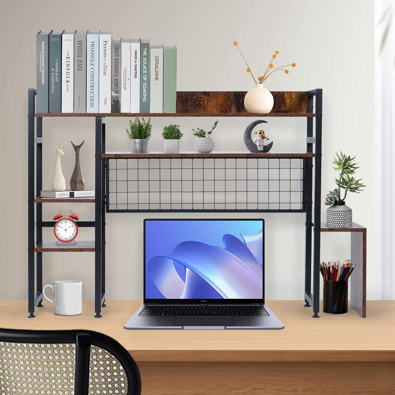 17 Stories Computer Desktop Bookshelf Countertop Hutch Display Shelf ...
