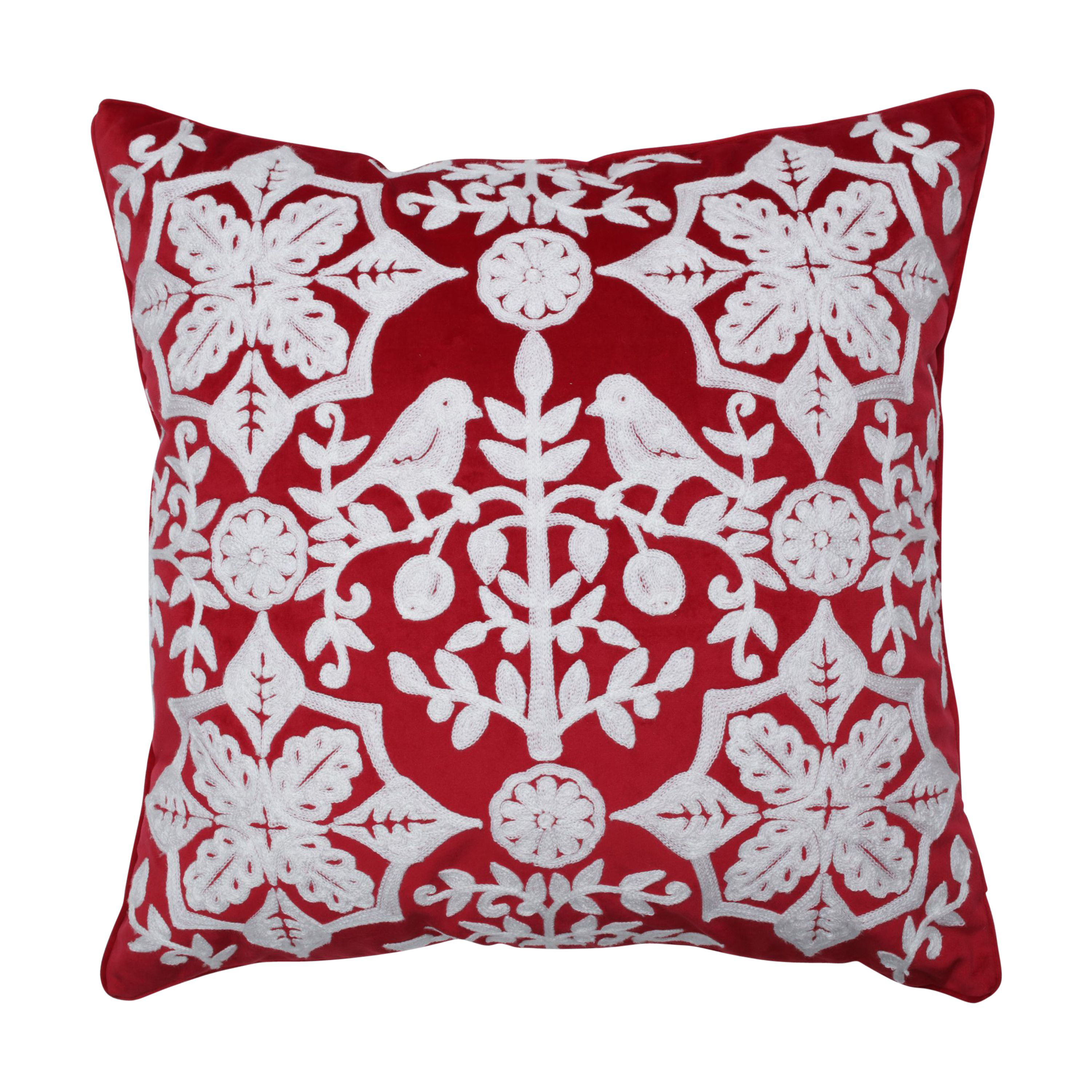 Pillow Perfect Snowflakes and Berries Geometric Throw Pillow | Wayfair