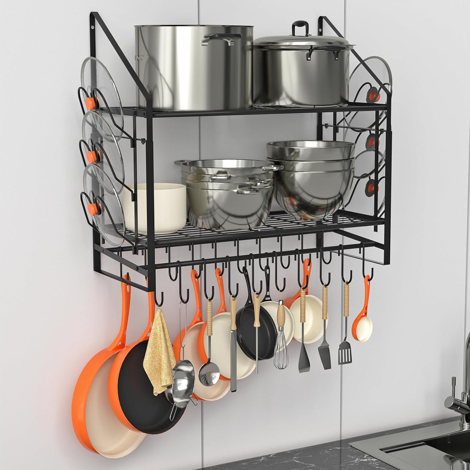 Prep & Savour Metal Rectangle Wall Mounted Pot Rack | Wayfair