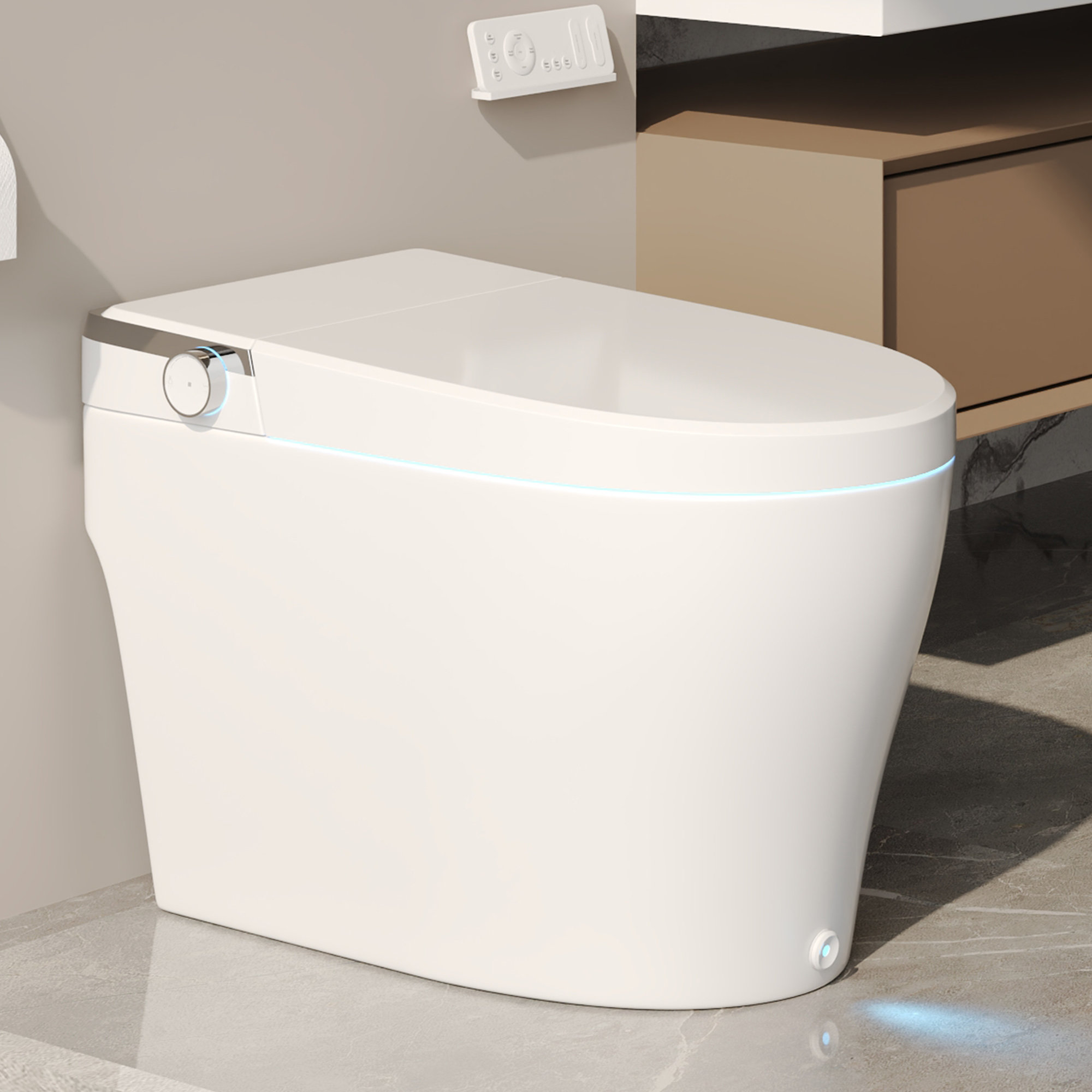 DeerValley Smart Toilet with Bidet Wash Auto Sensor Flush Kick Flush ...