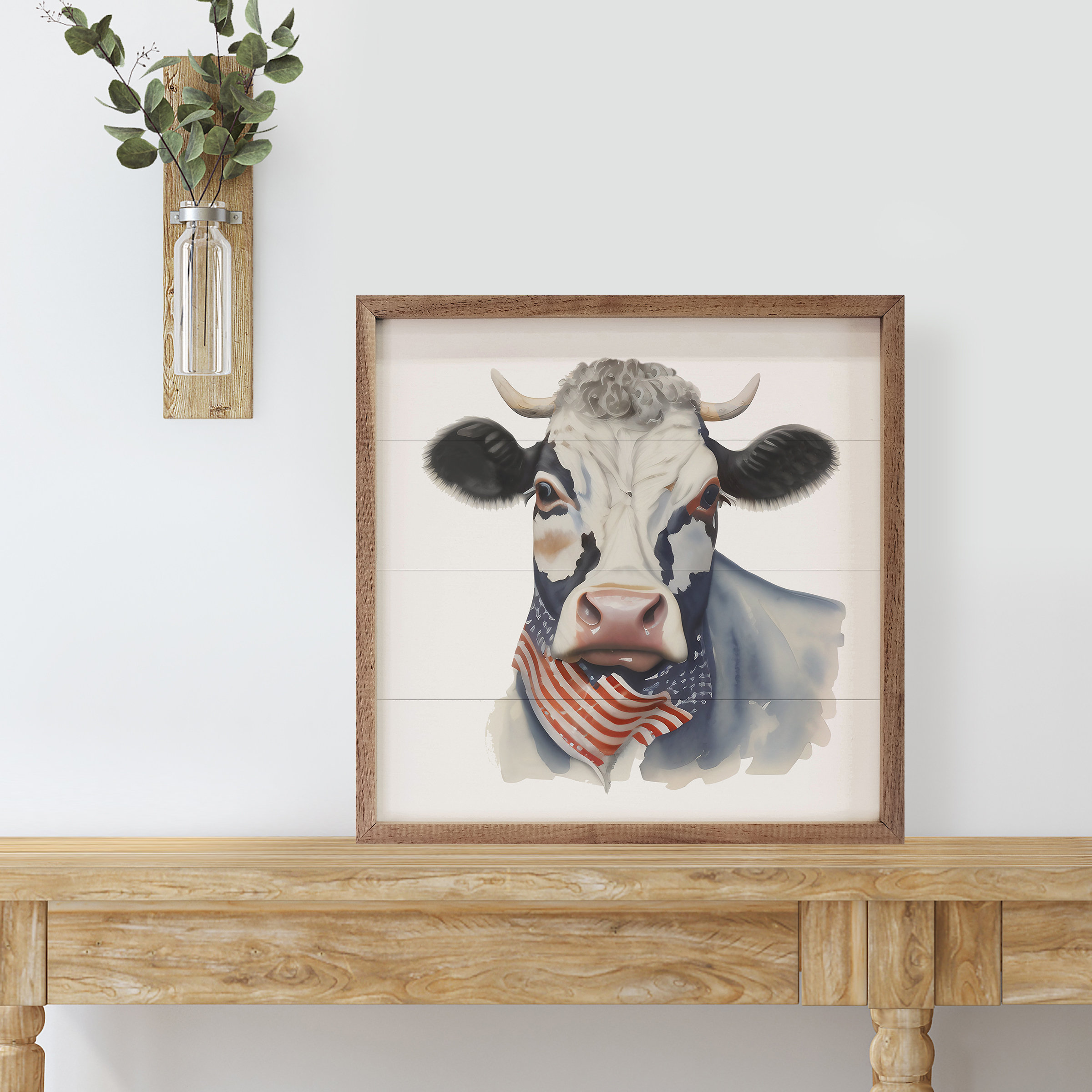 The Holiday Aisle® Patriotic Cow Black Patch Face | Wayfair