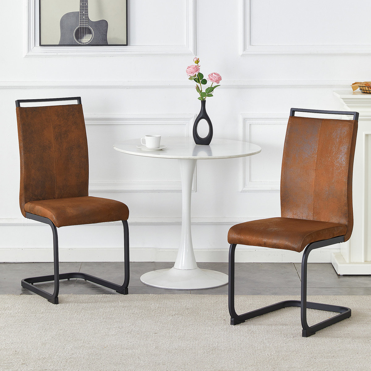 George Oliver Retro - Style Suede - Like Tech Fabric Dining Chairs ...