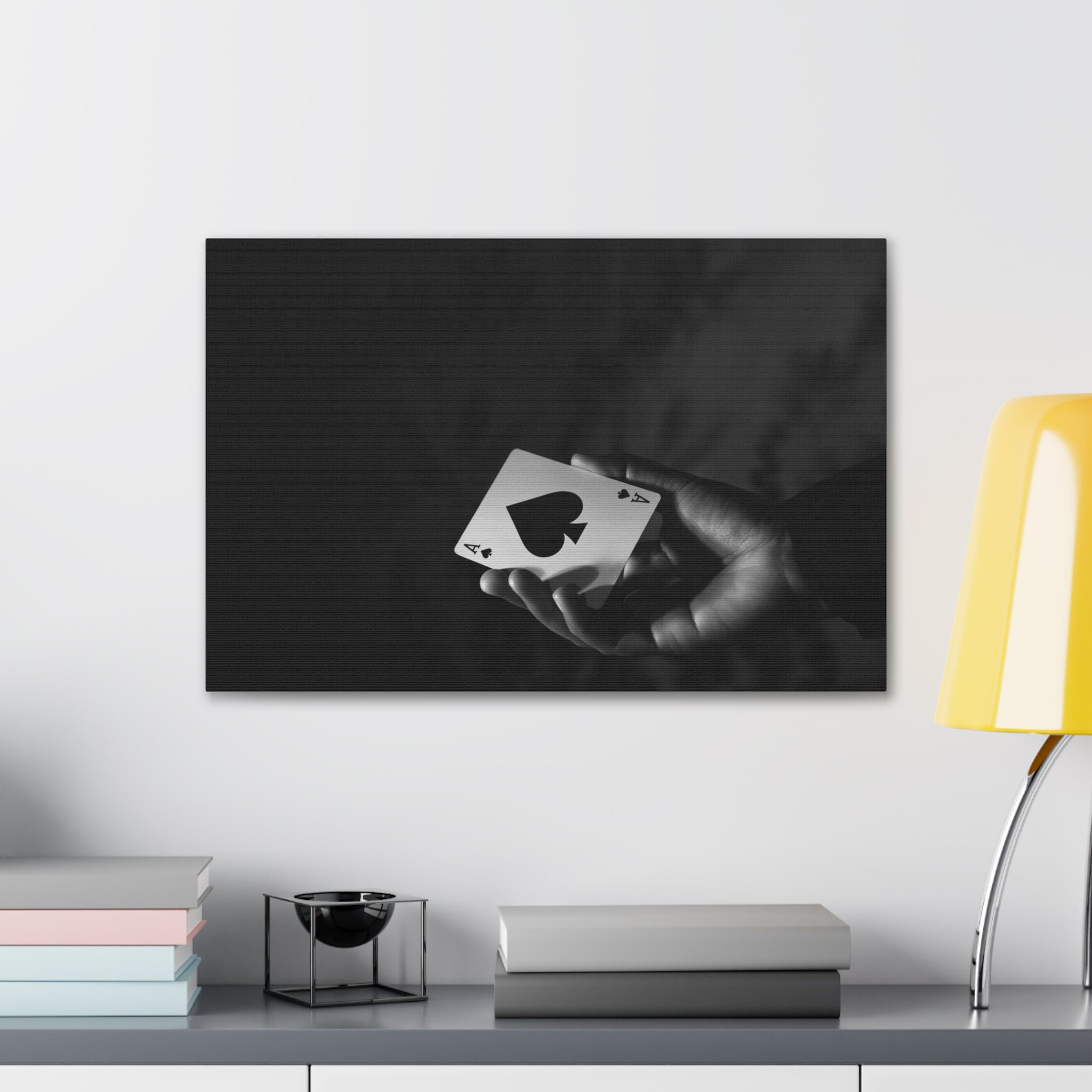 Ebern Designs Ace of Spades In Hand Playing Card Canvas Wall Art | Wayfair