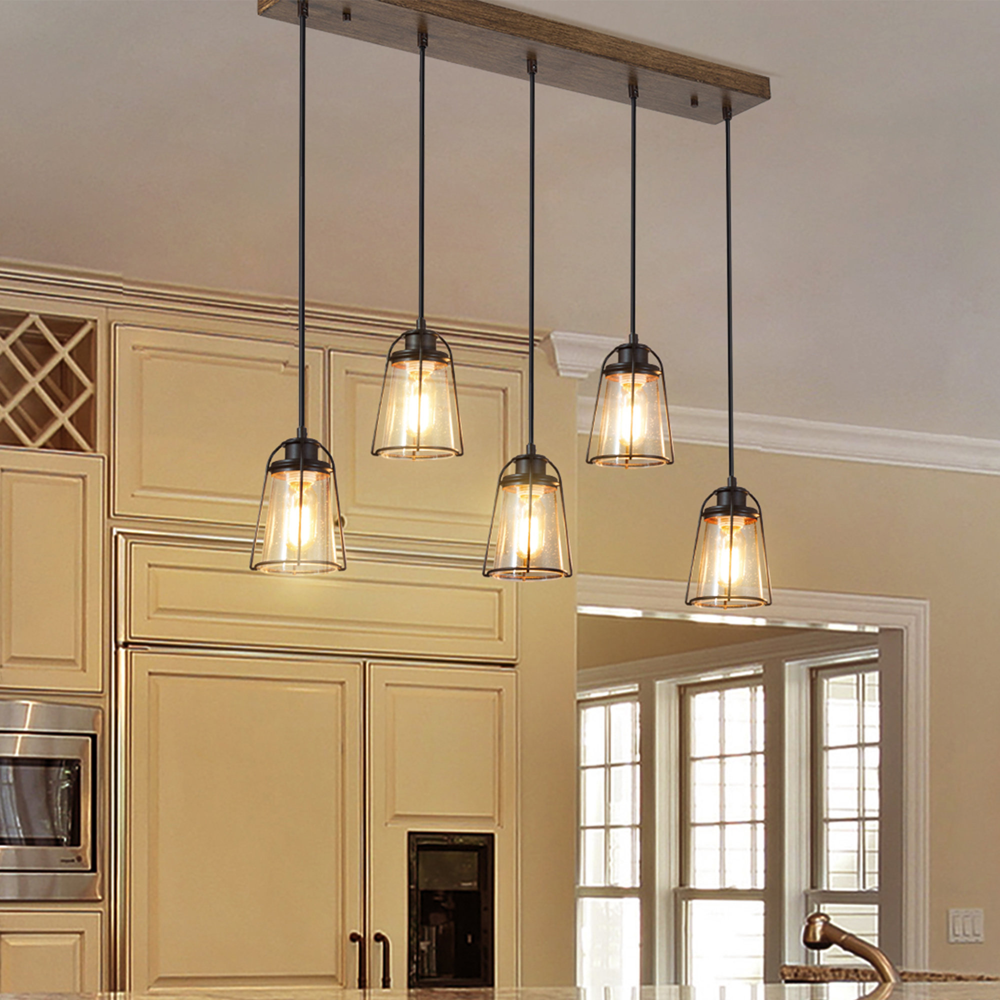 Longshore Tides Gofried 5 - Light Kitchen Island Linear Pendant Light ...