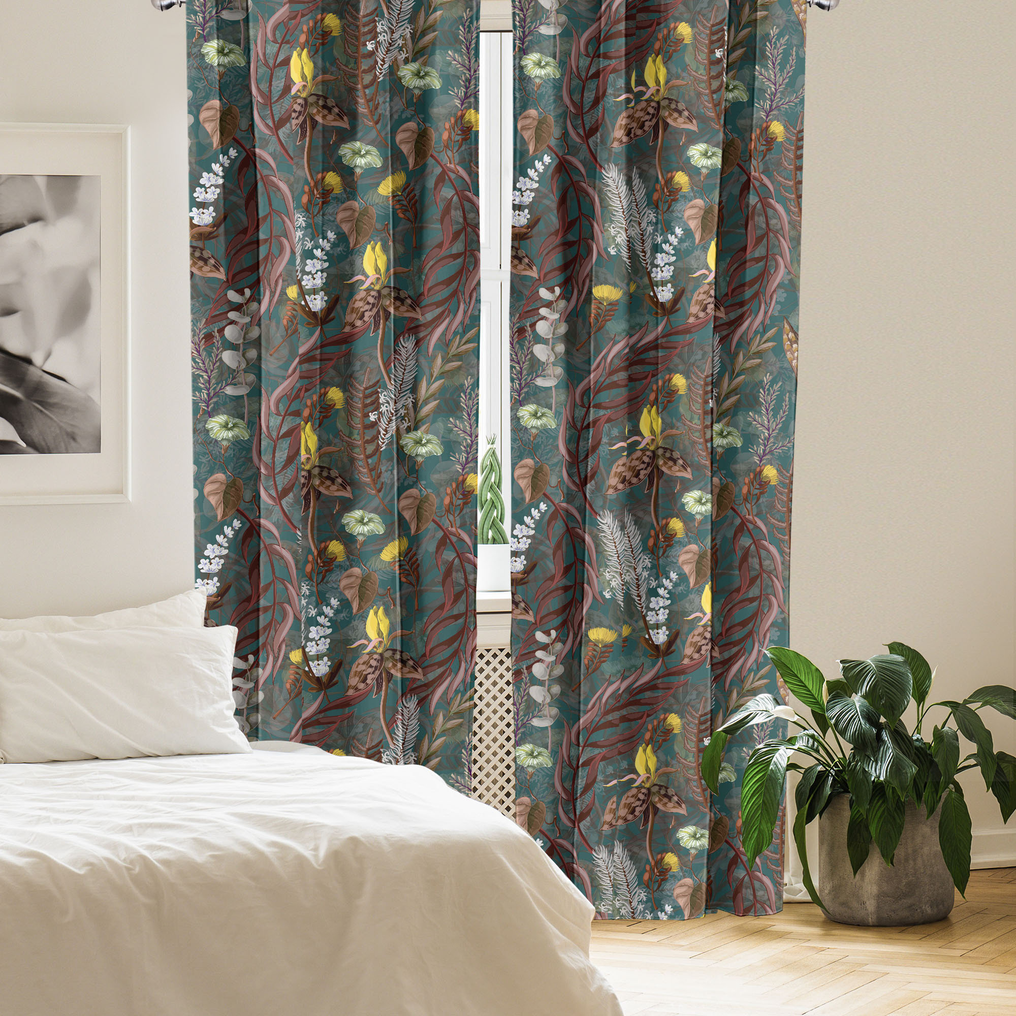 East Urban Home Tropical Curtains Exotic Wild Flowers Art Pair of 28 ...