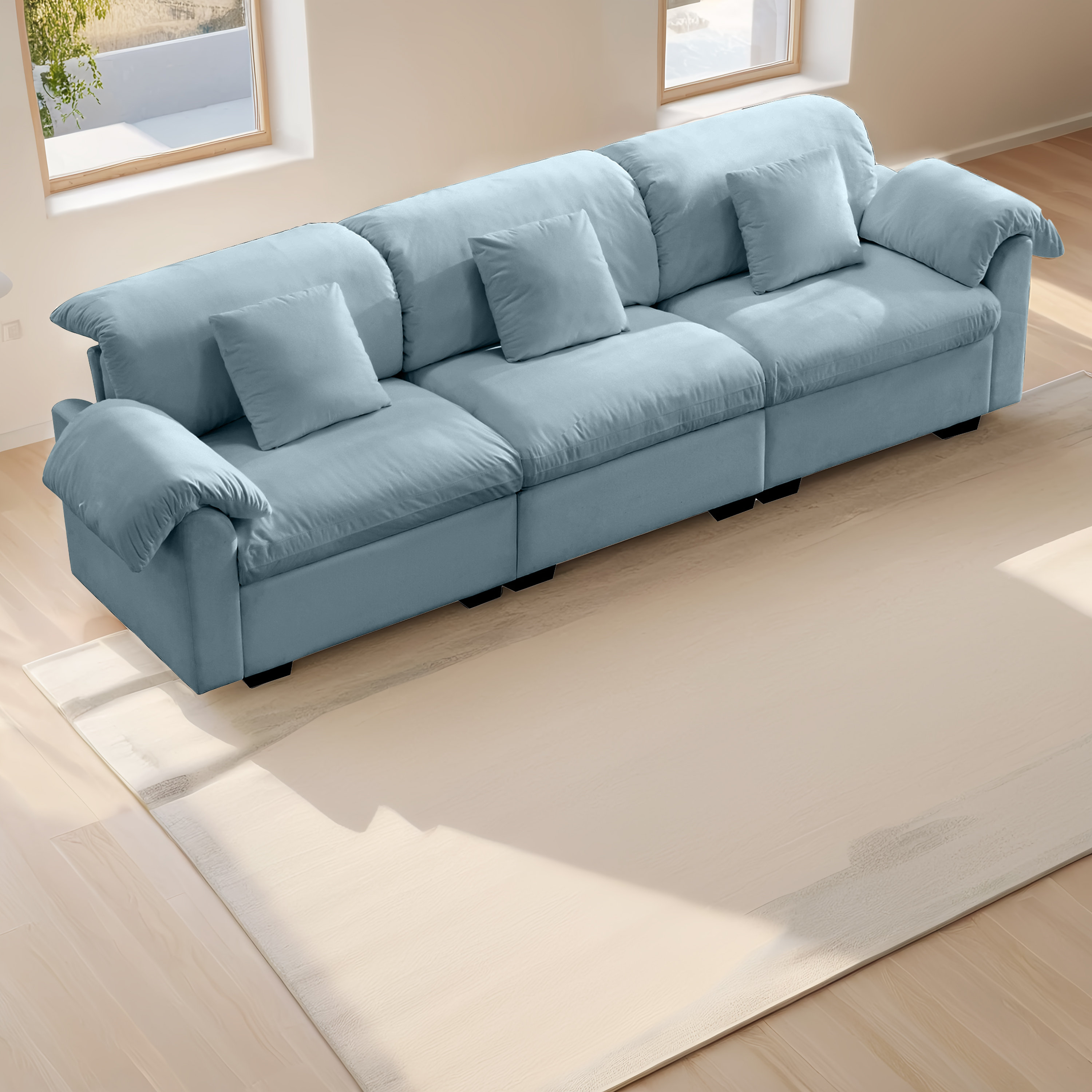 Latitude Run® Modern L-Shaped Storage Sectional Sofa – 3-Seat Velvet Couch Comfortable Cushions ...