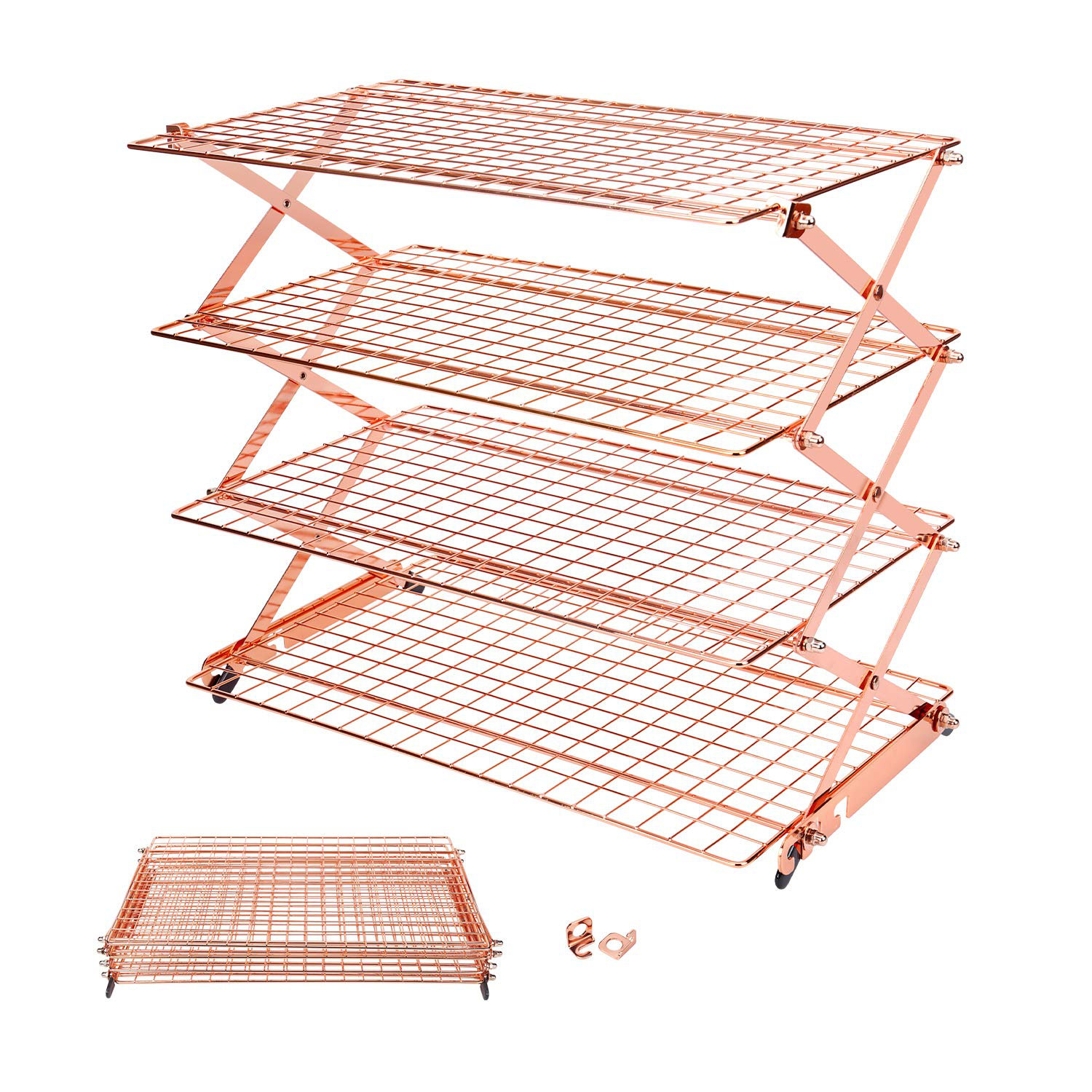 chuangyanUS 4-Tier Collapsible Cooling Rack With Adjustable 3 Setting Design Stackable Cooling ...