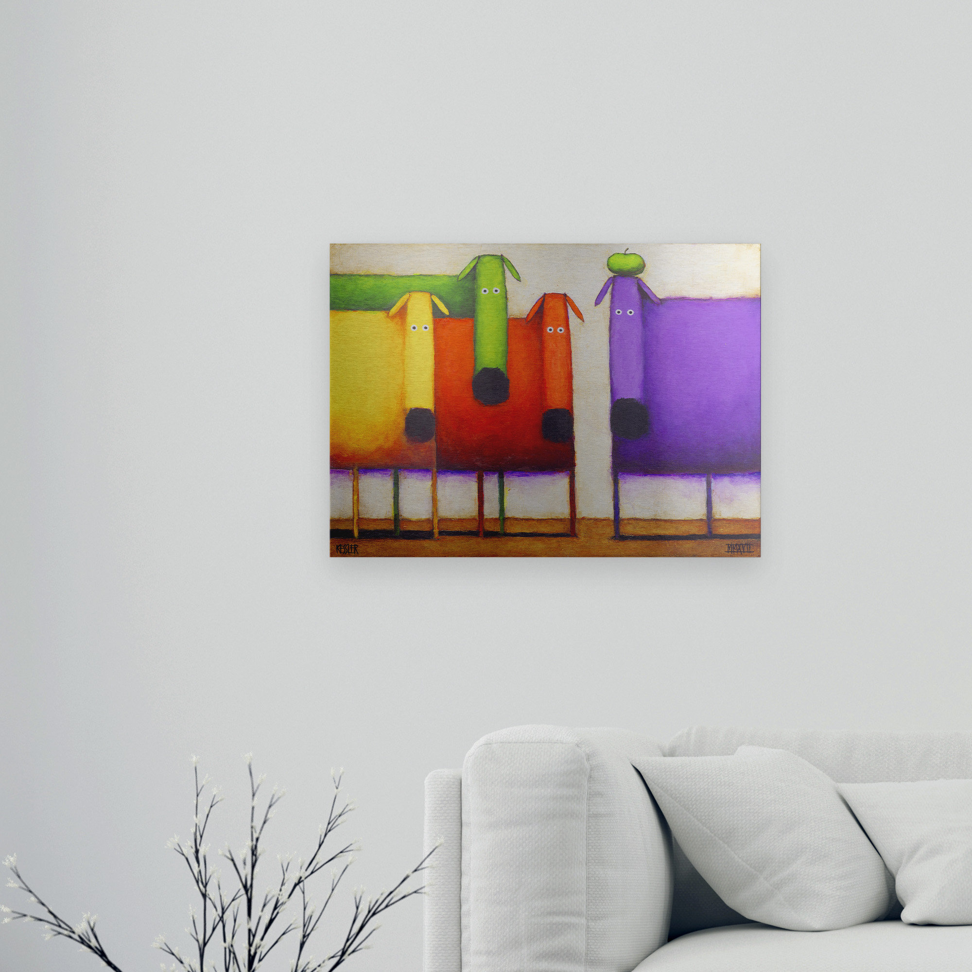 Red Barrel Studio Art flottant en aluminium brossé «Rainbow Dogs» par ...