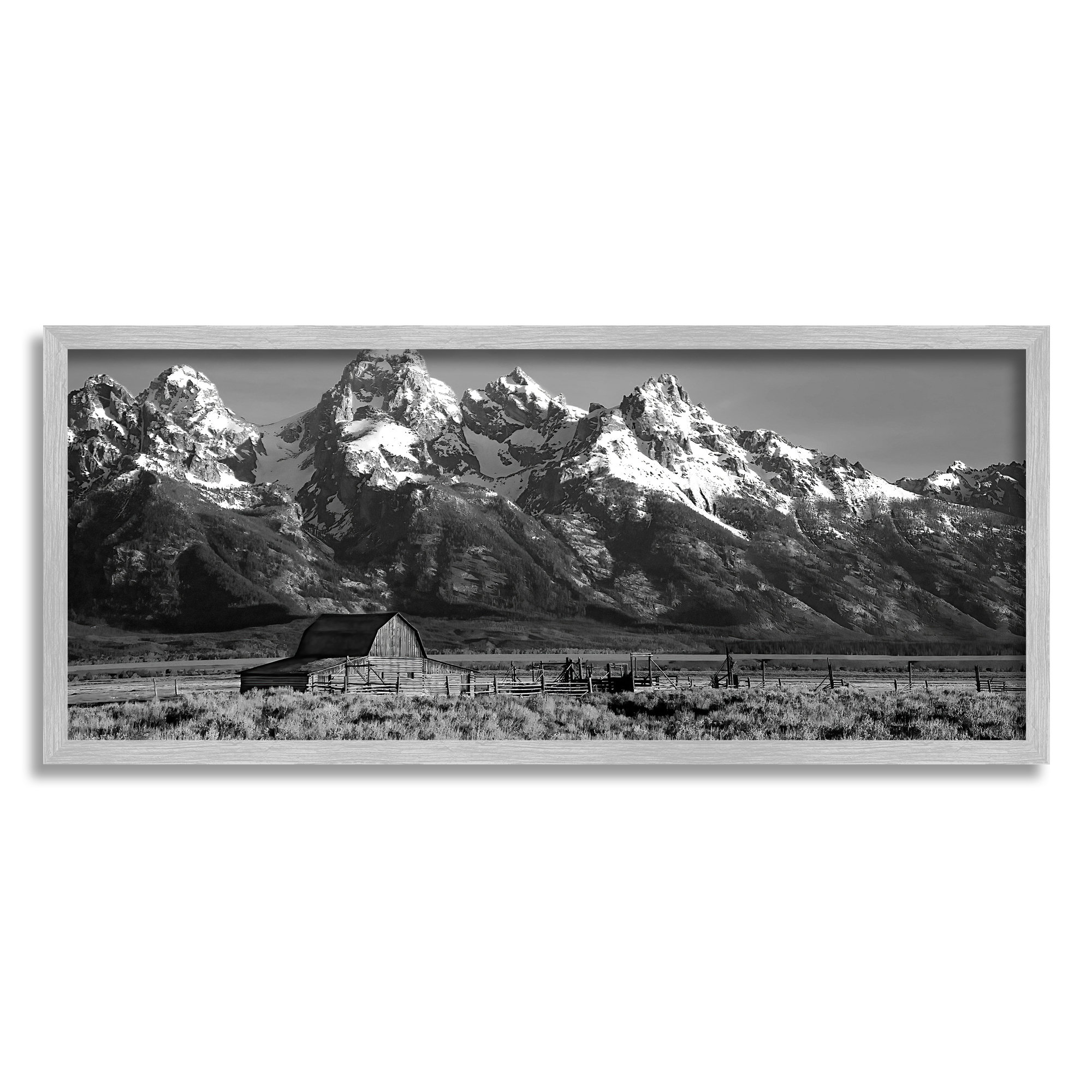 Stupell Industries Rural Mountain Farm Framed On Wood by Steve Toole ...