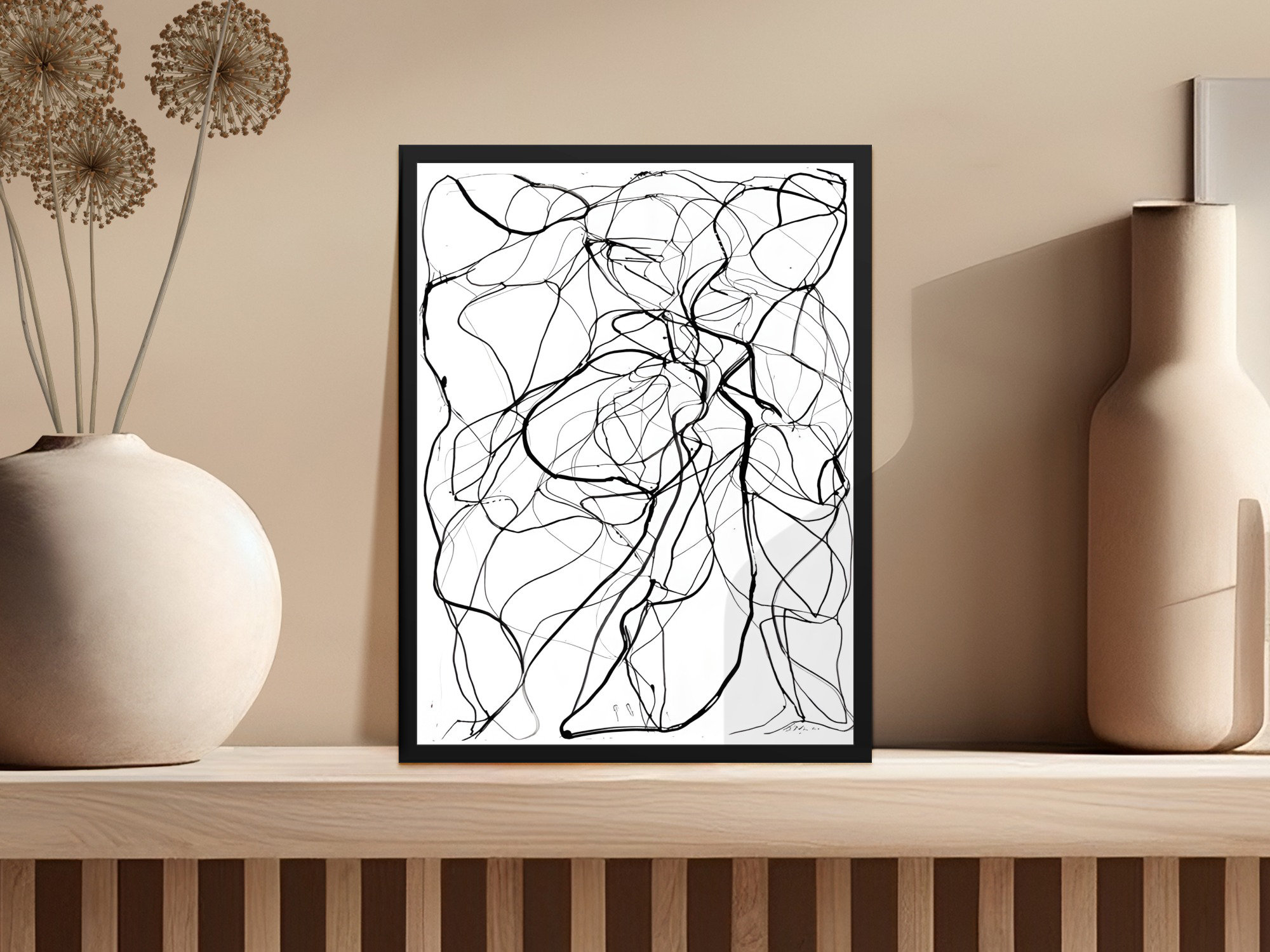Ivy Bronx Abstract Line Art Modern Home Wall Decoration Framed Poster ...