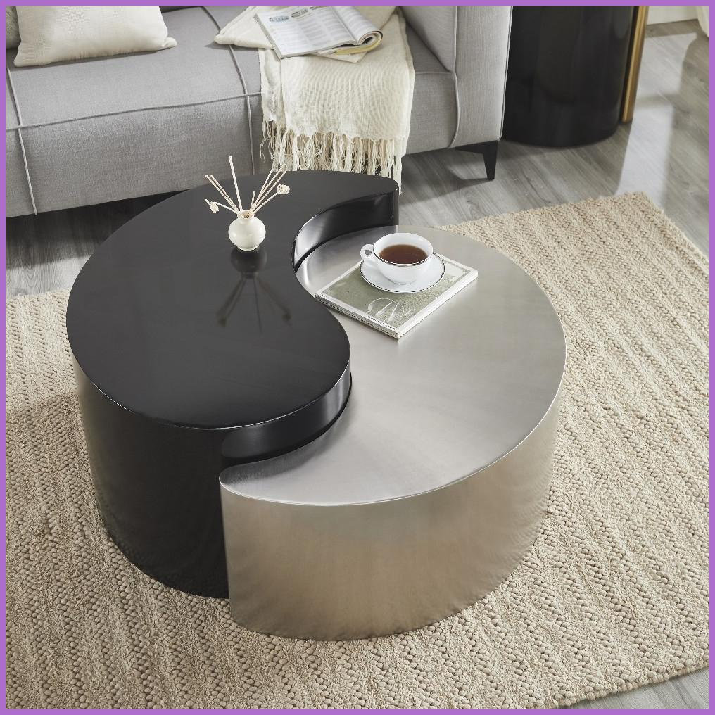 Latitude Run® Modern Black & Gold Ying Yang Coffee Table with Sturdy ...