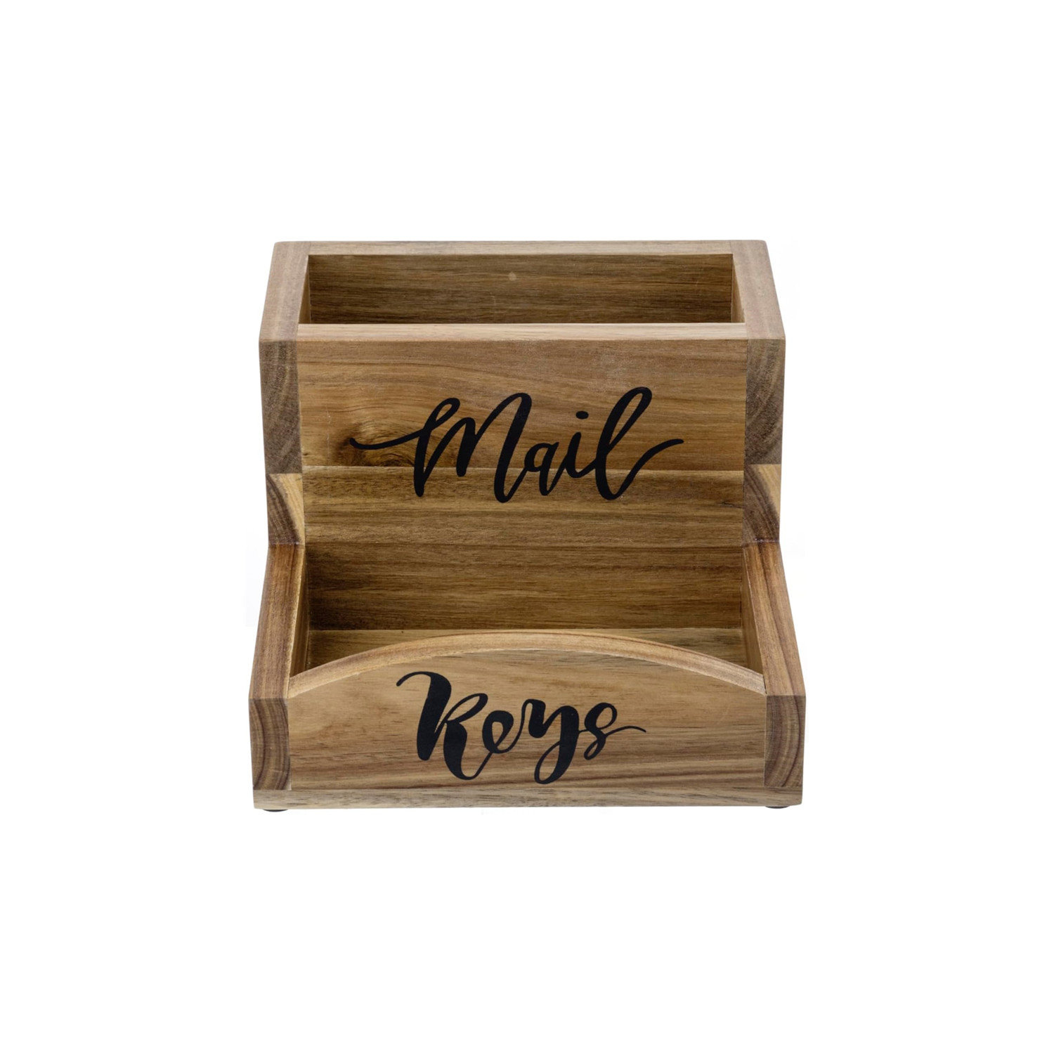 ZEWDU Rustic Wood Mail Holder And Key Organizer With White Cursive ...