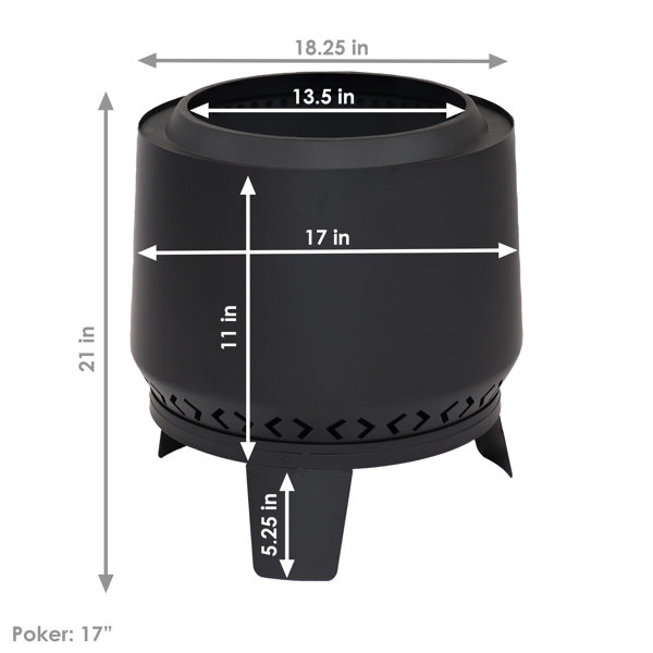 Arlmont & Co. Samoya 20" Round Wood-Burning Black Finish Steel Heavy ...