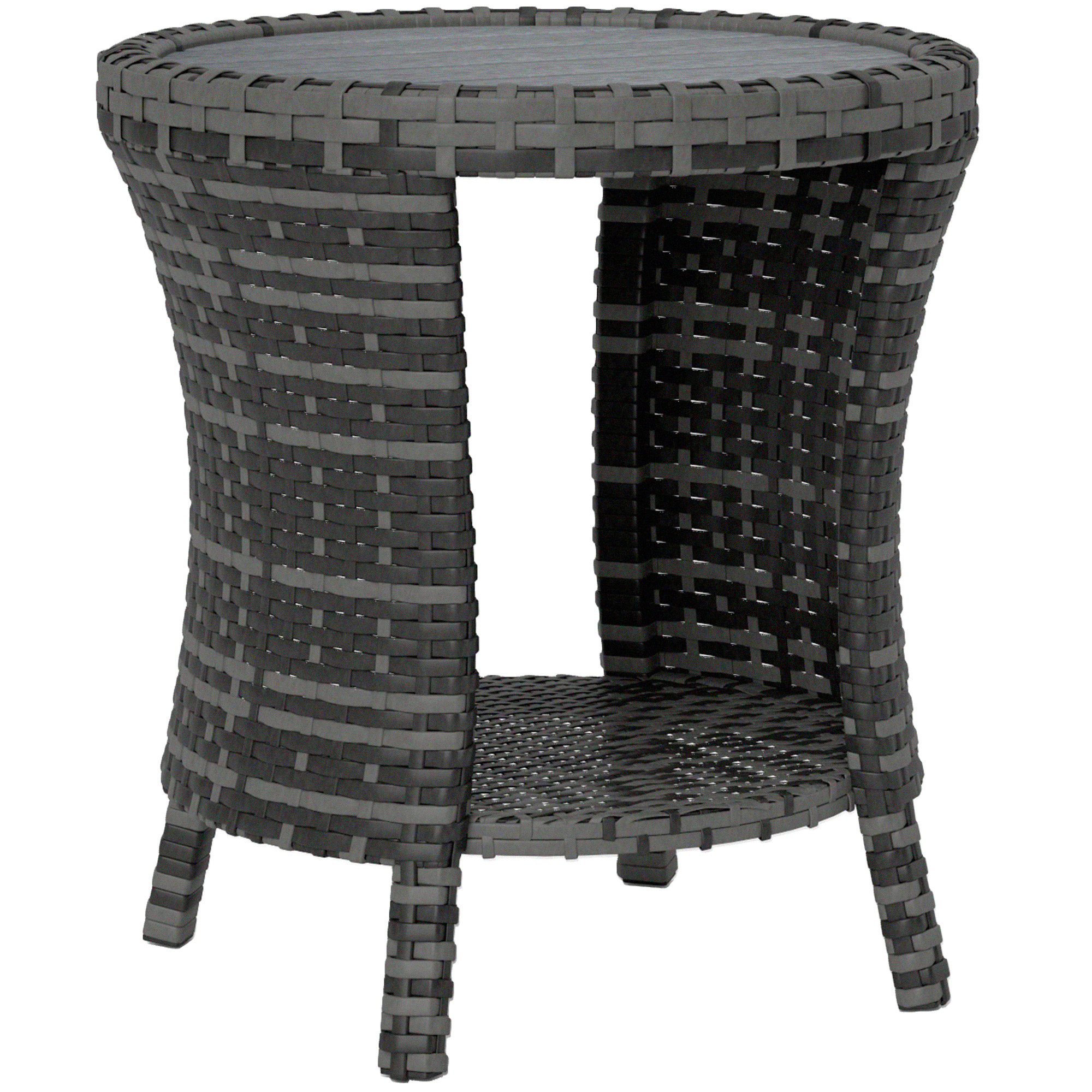 Winston Porter 18" Wicker Outdoor Coffee Table, 2-Tier Patio Side Table ...