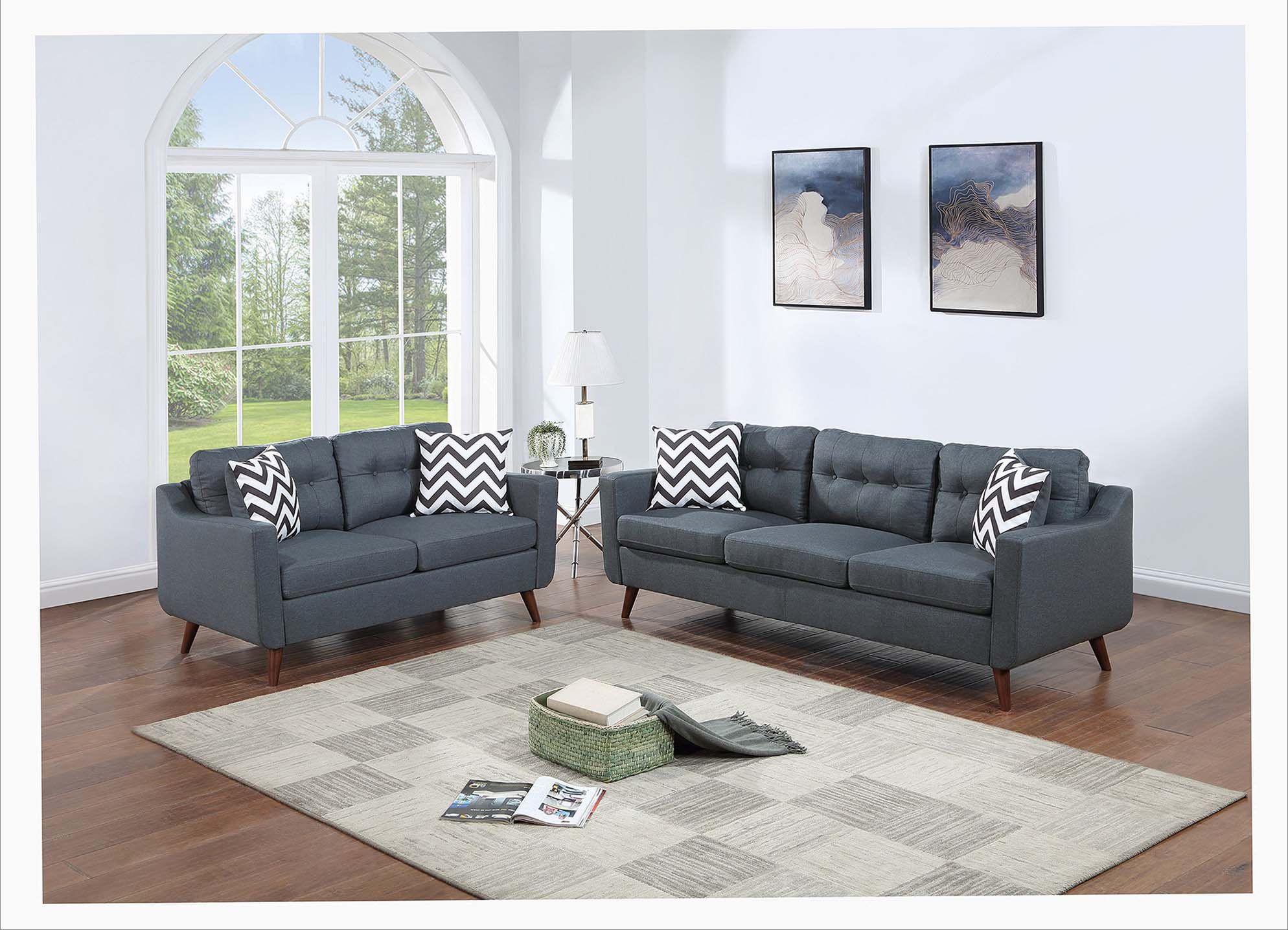 George Oliver Modern Cozy Sofa Loveseat w Pillows 2pc Sofa Set ...