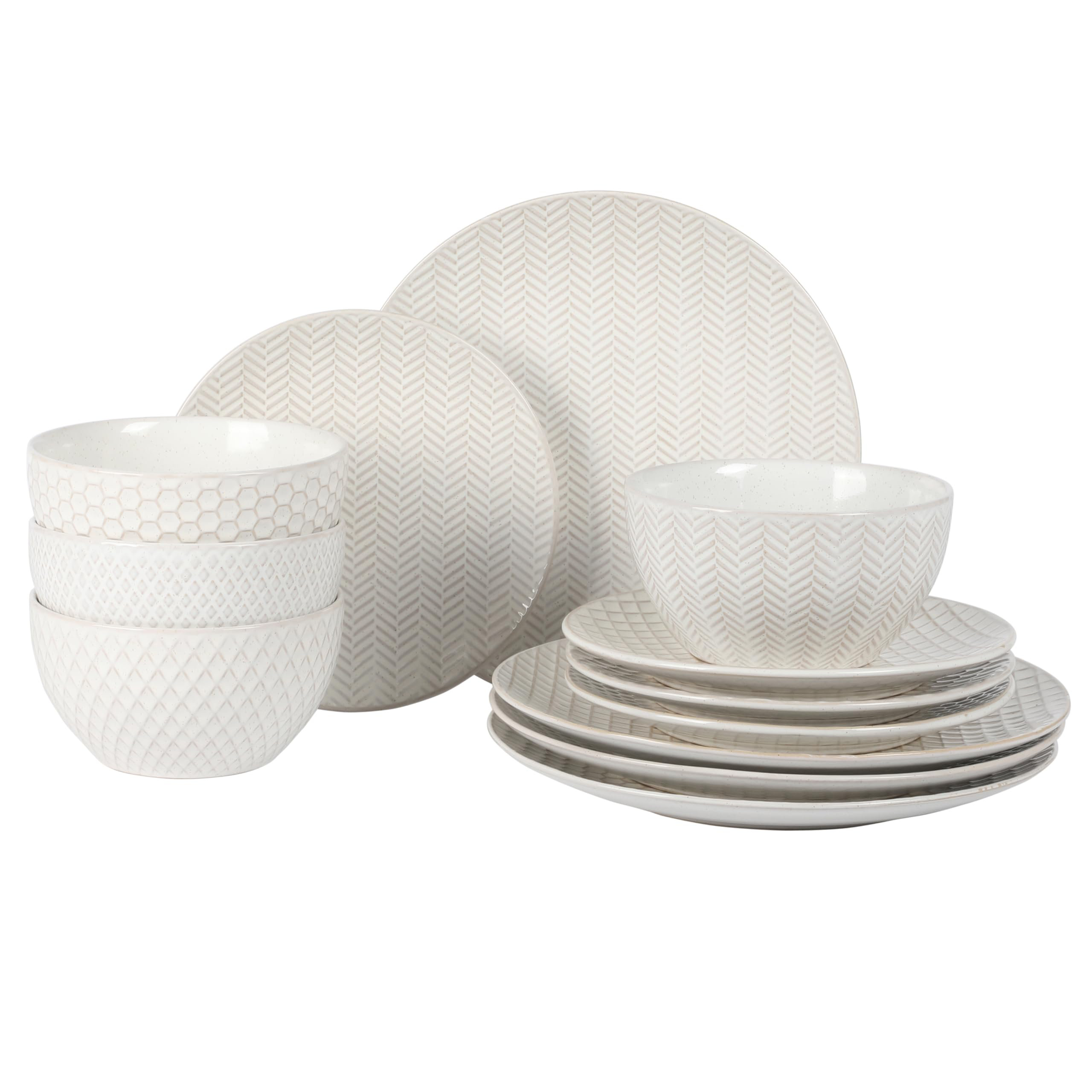 Corrigan Studio® Oyster Tide Embossed Service For 4 Plates And Bowls ...