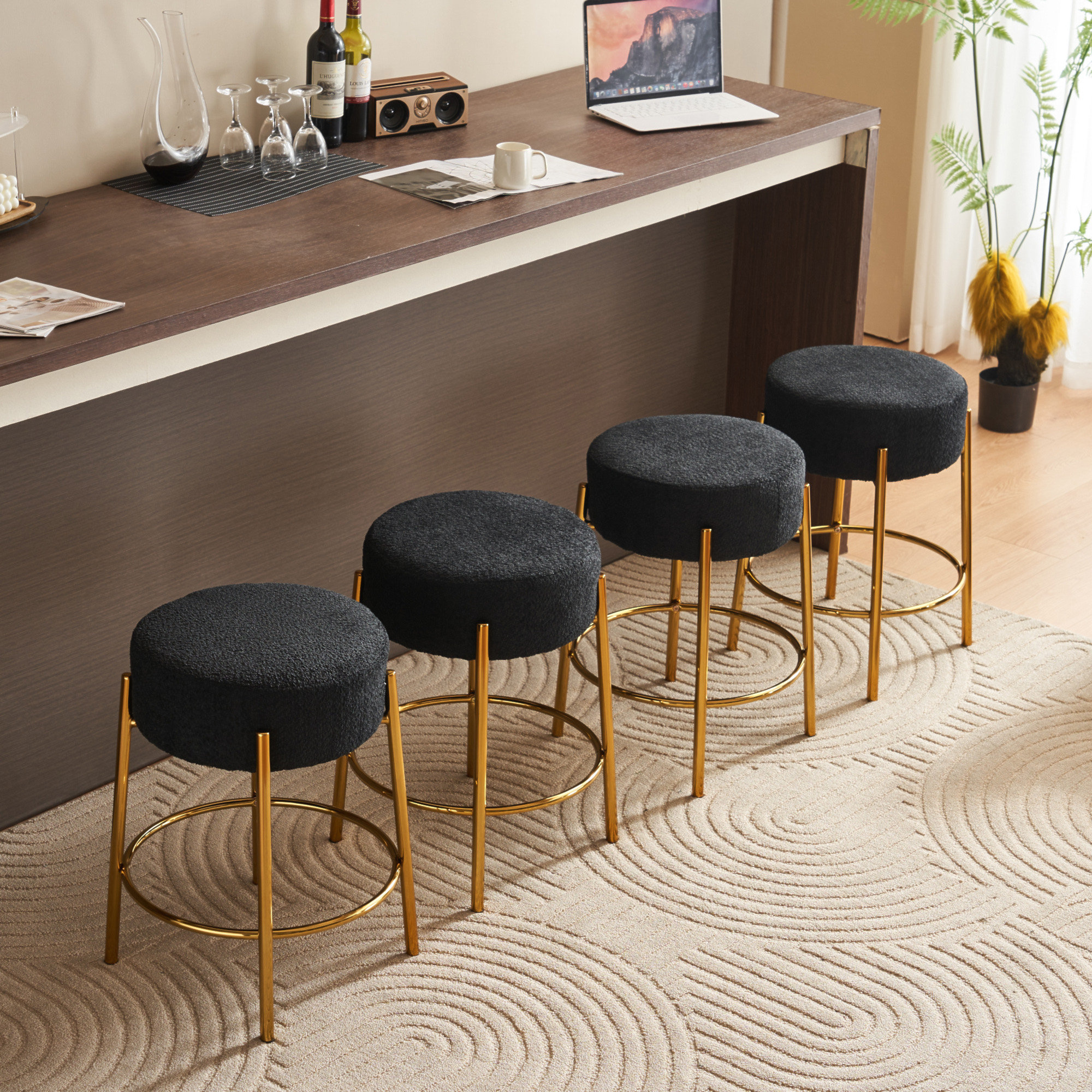 Mercer41 24" Tall, Round Bar Stools, Set Of 2 - Contemporary ...