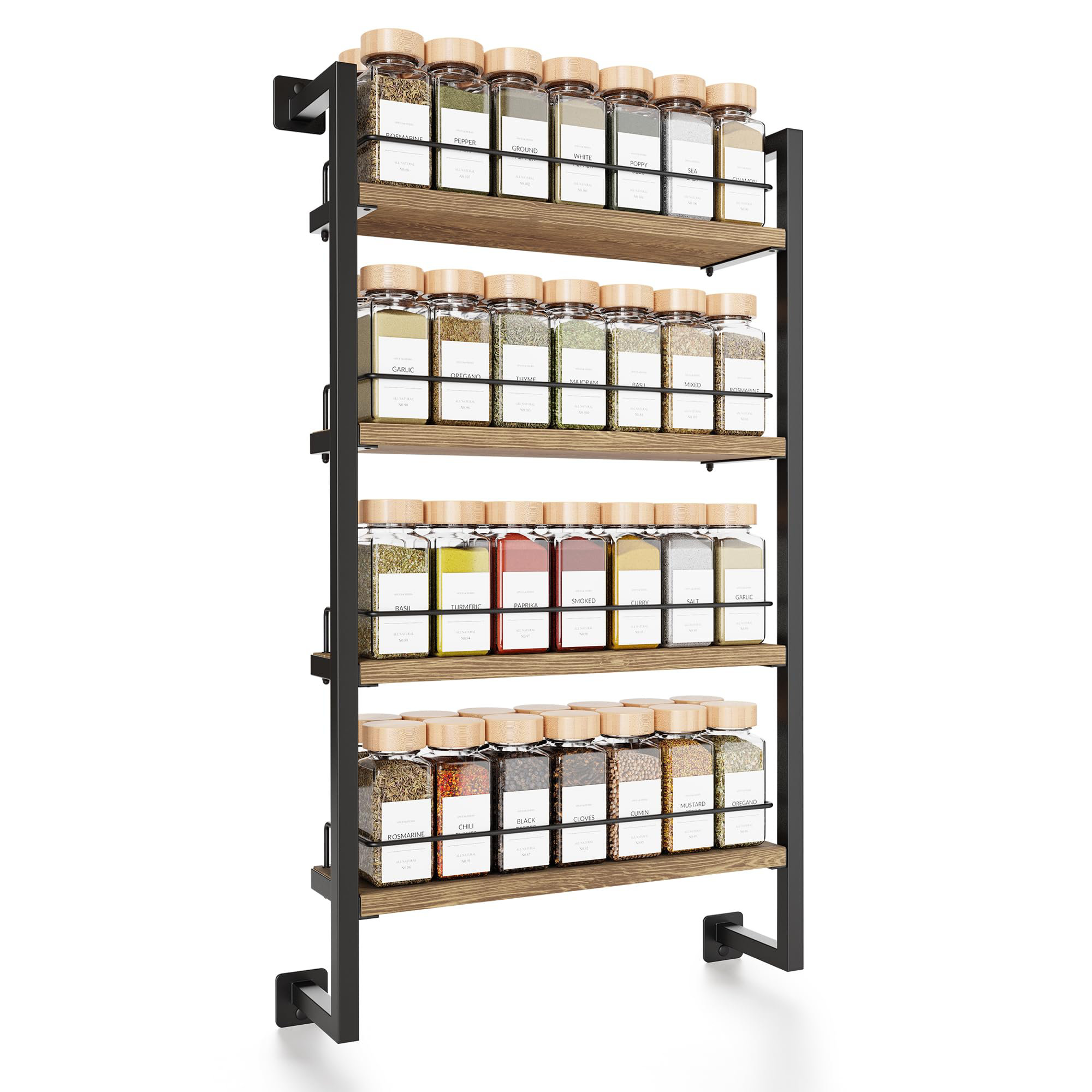 17 Stories Versatile Wall-Mounted Spice Rack Organizer - 4-Tier Black ...