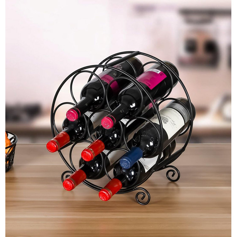 ClassicLiving Aamanee Tabletop Wine Bottle & Glass Rack Black | Wayfair ...