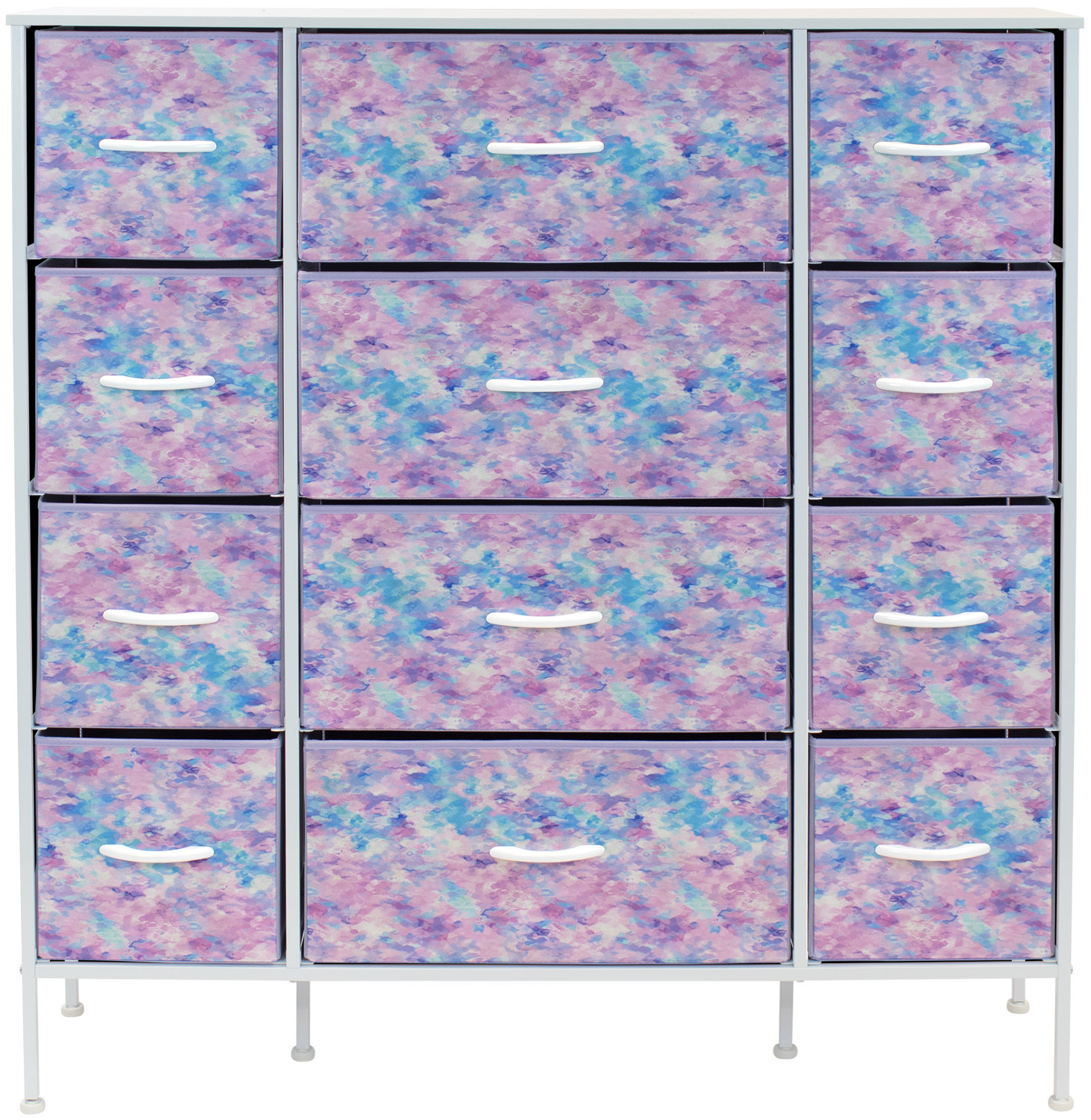 Sorbus 12 Drawers Dresser with Steel Frame and Wood Top in Tie Dye ...