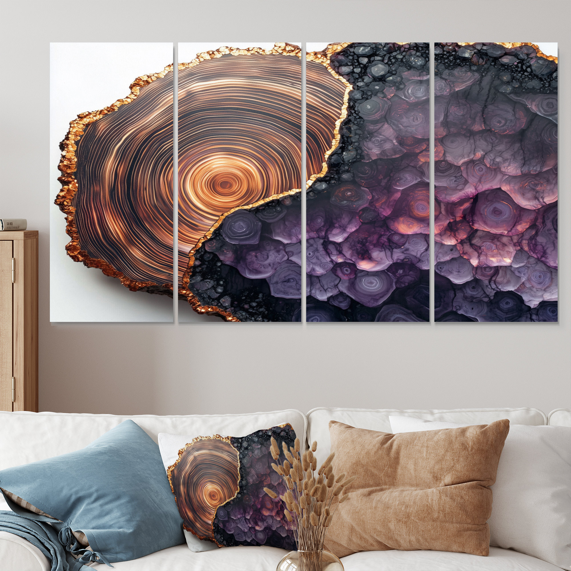 Everly Quinn Abstract Rosa Marble And Amethyst Stone Slide I - Stone ...