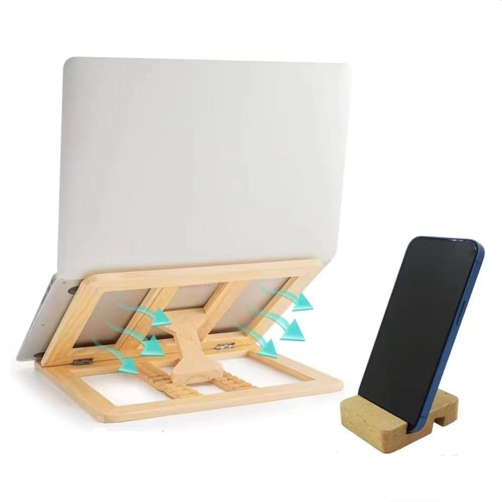 Inbox Zero Wooden Desktop Laptop Stand With Kickstand, Foldable And ...