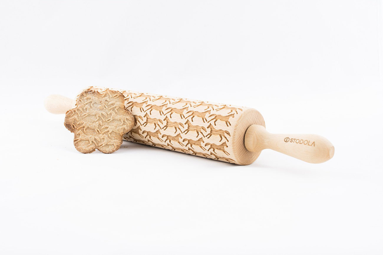 Stodola Engraved Large Wood Rollin Pin with Running Horses Pattern ...
