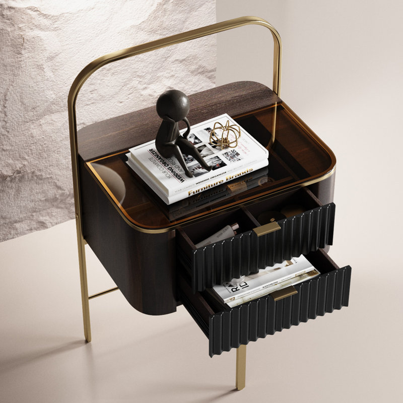 Everly Quinn Ahrie Modern Nightstand.Glass Top & Reviews | Wayfair