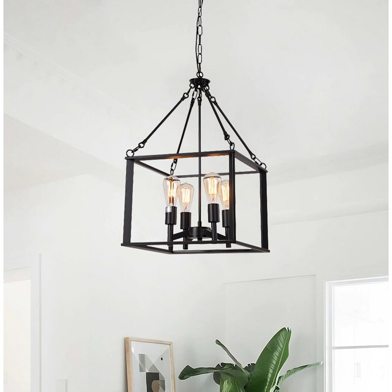 Gracie Oaks Olya 4 - Light Lantern Square Rustic Farmhouse Lamp Dining ...