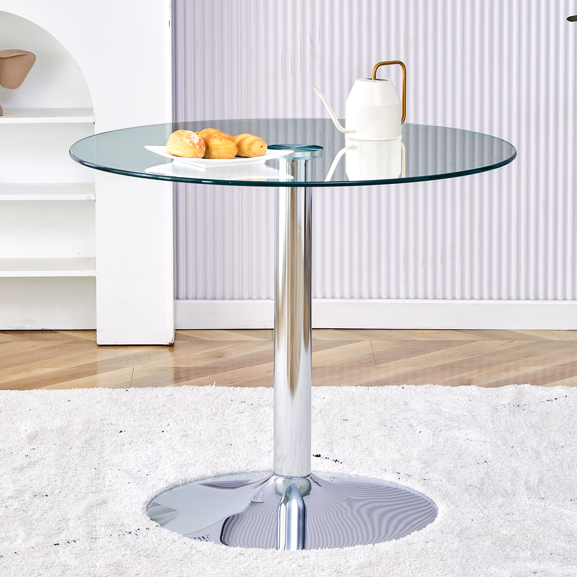 Wrought Studio Modern Round Glass Dining Table – 35-Inch Diameter with ...