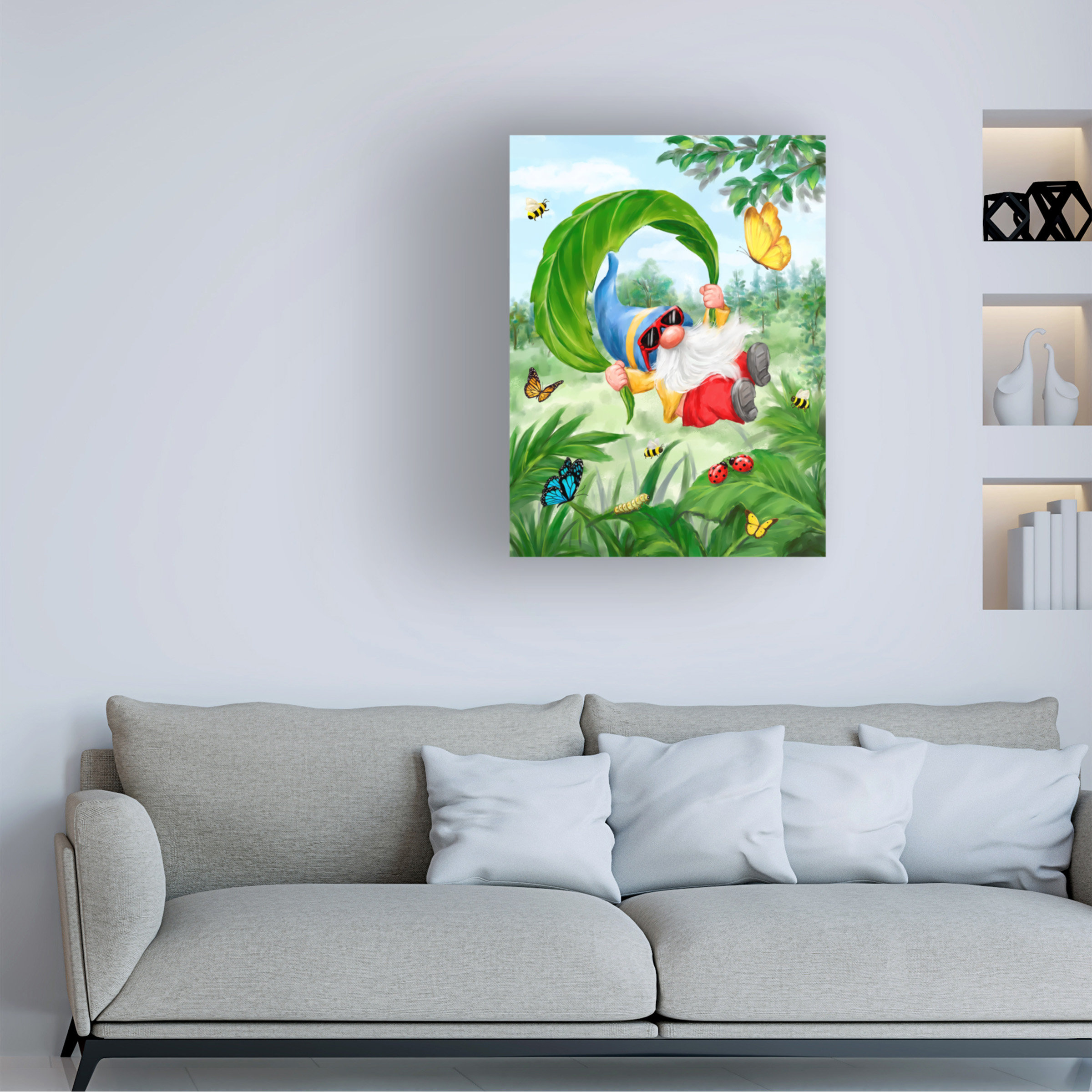 Trademark Fine Art MAKIKO Gnome Parachute Canvas Art | Wayfair