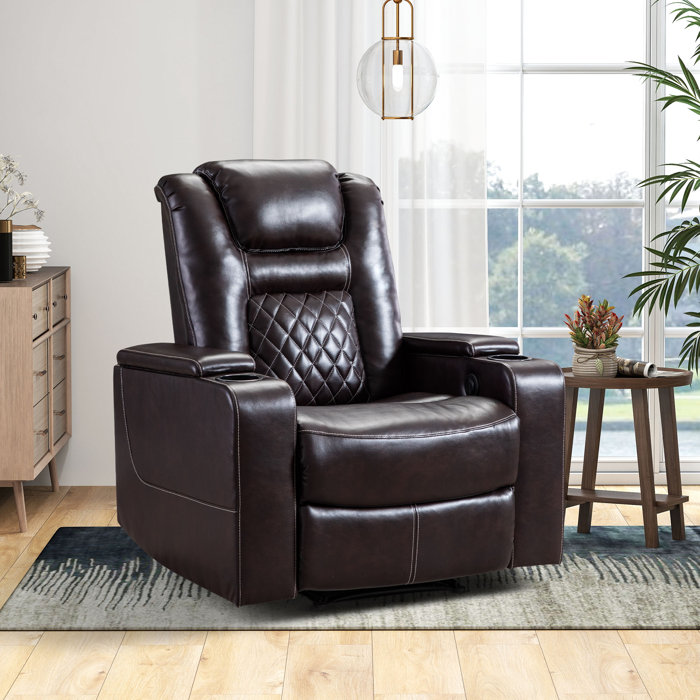 Ebern Designs 36.22" Wide Modern Top Faux Leather Recliner Chair Man ...