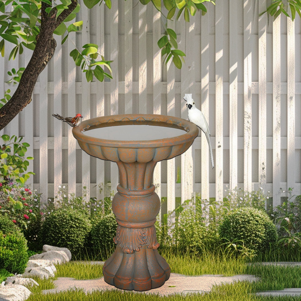 Darby Home Co Cement Bird Bath Outdoor Decor With Pedestal | Wayfair