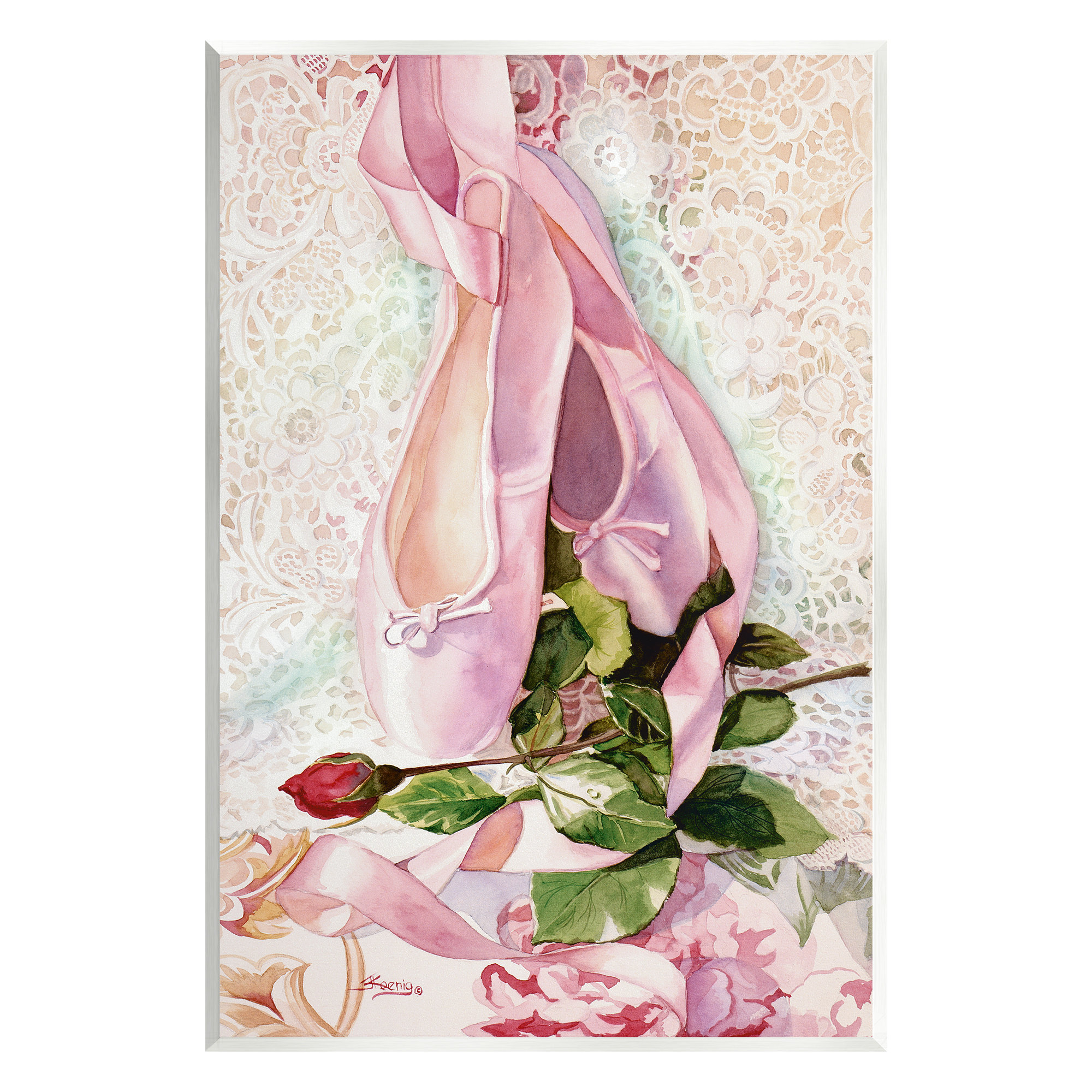 Stupell Industries Ballet Dance Shoes Lace Pattern Floater Canvas Wall ...